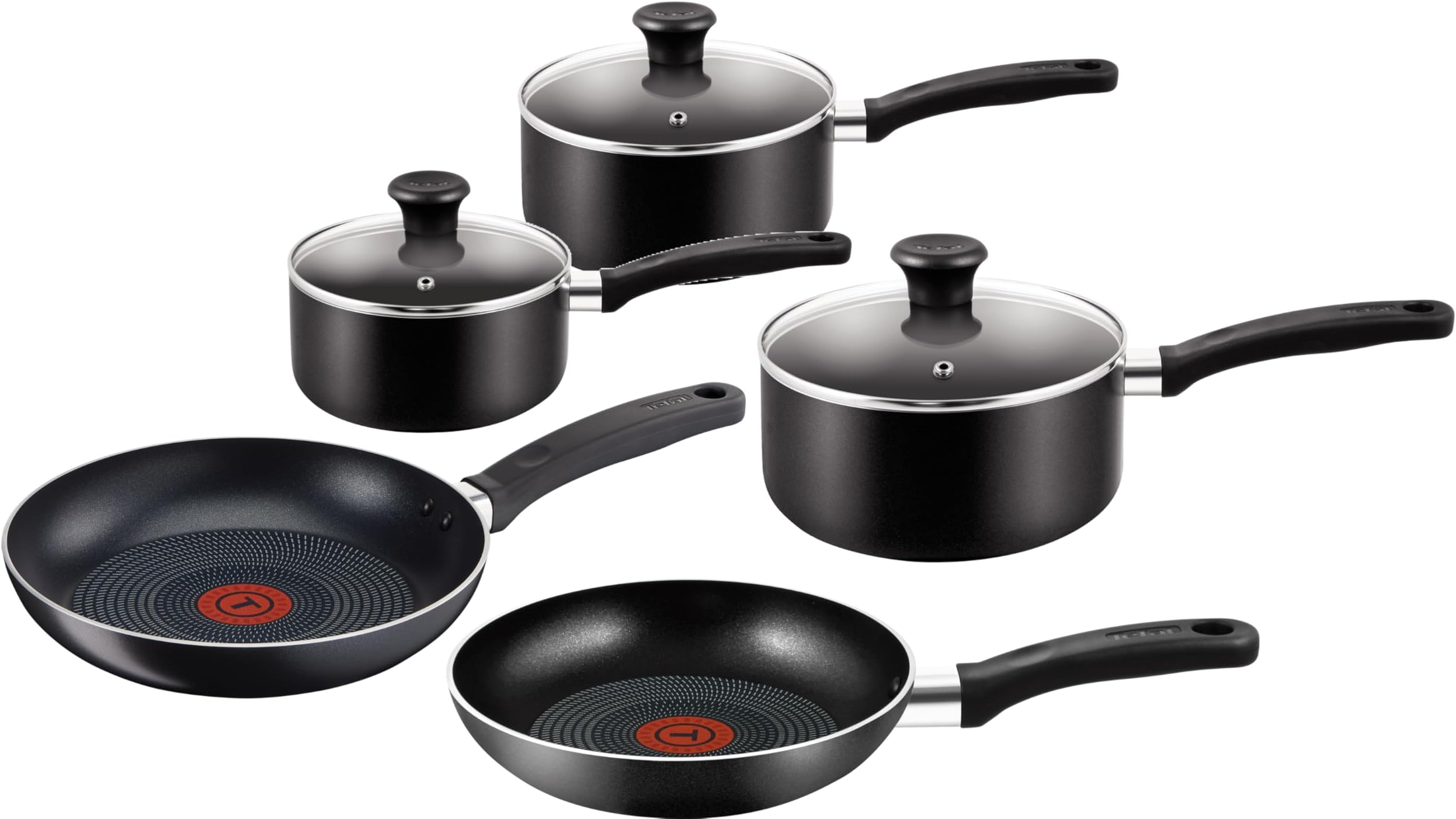 Tefal, Essential, 5-Piece Cookware Pan Set, Stackable Set of Pans, 3 ...