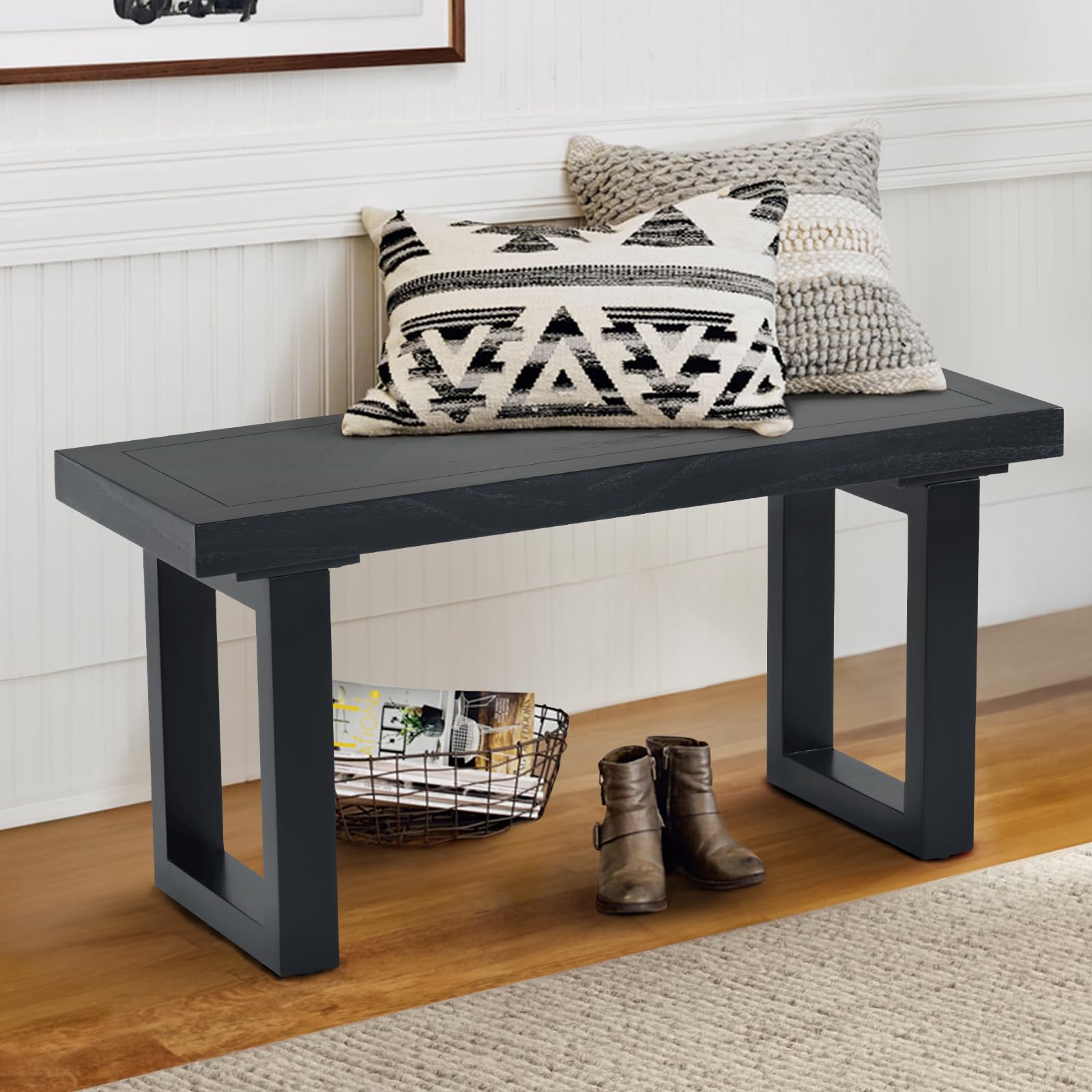 Amazon.com - COLAMY Black Entryway Bench, Small Storage Bench for ...
