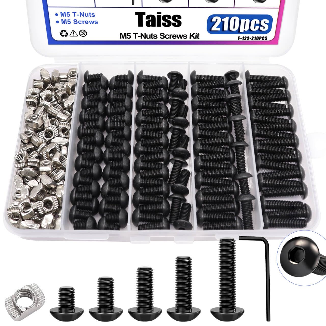 Snapklik.com : Taiss 210PCS M5 T-Nuts And Bolts Kit For 2020 Aluminum ...