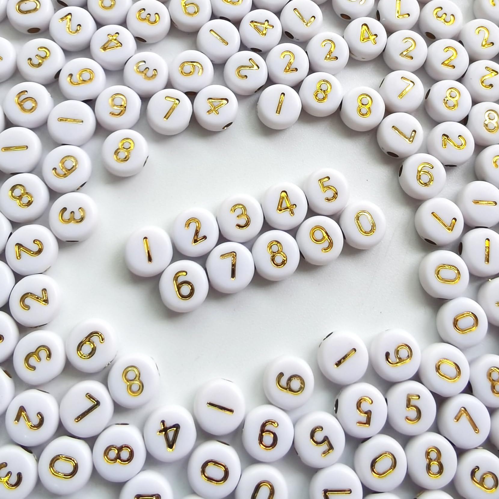 Amazon.com: Amaney 500pcs Gold Number Beads 7x4mm Mixed Number Beads ...