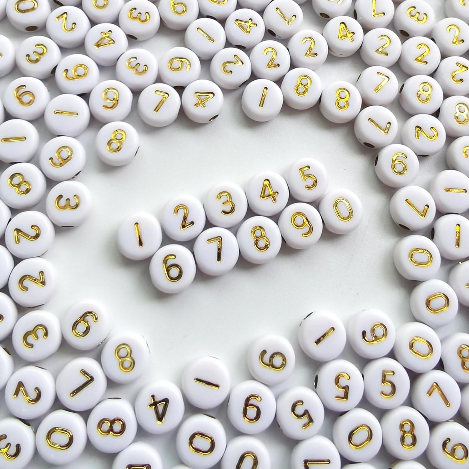 Amazon.com: Amaney 500pcs Gold Number Beads 7x4mm Mixed Number Beads ...