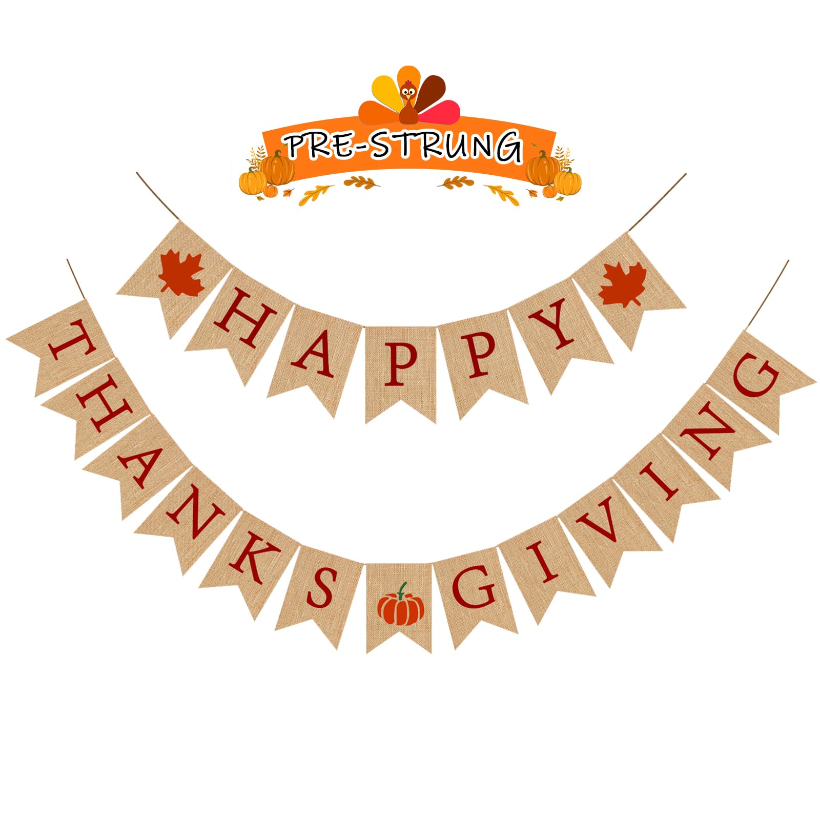 Amazon.com: Happy Thanksgiving Banners, Burlap Thanksgiving Party ...