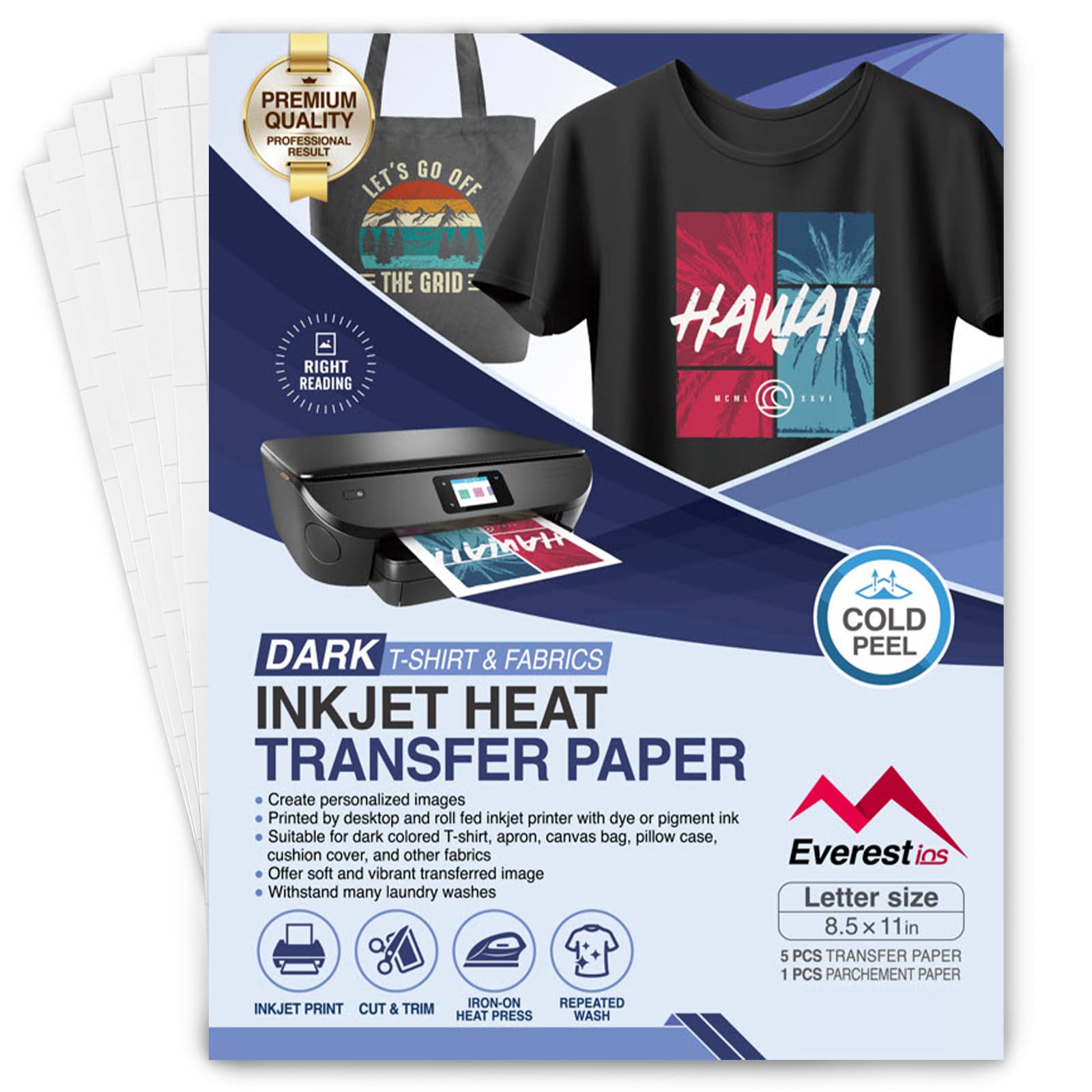 Amazon.com: Everest Inkjet Printable Transfer Paper for T Shirts, Dark ...