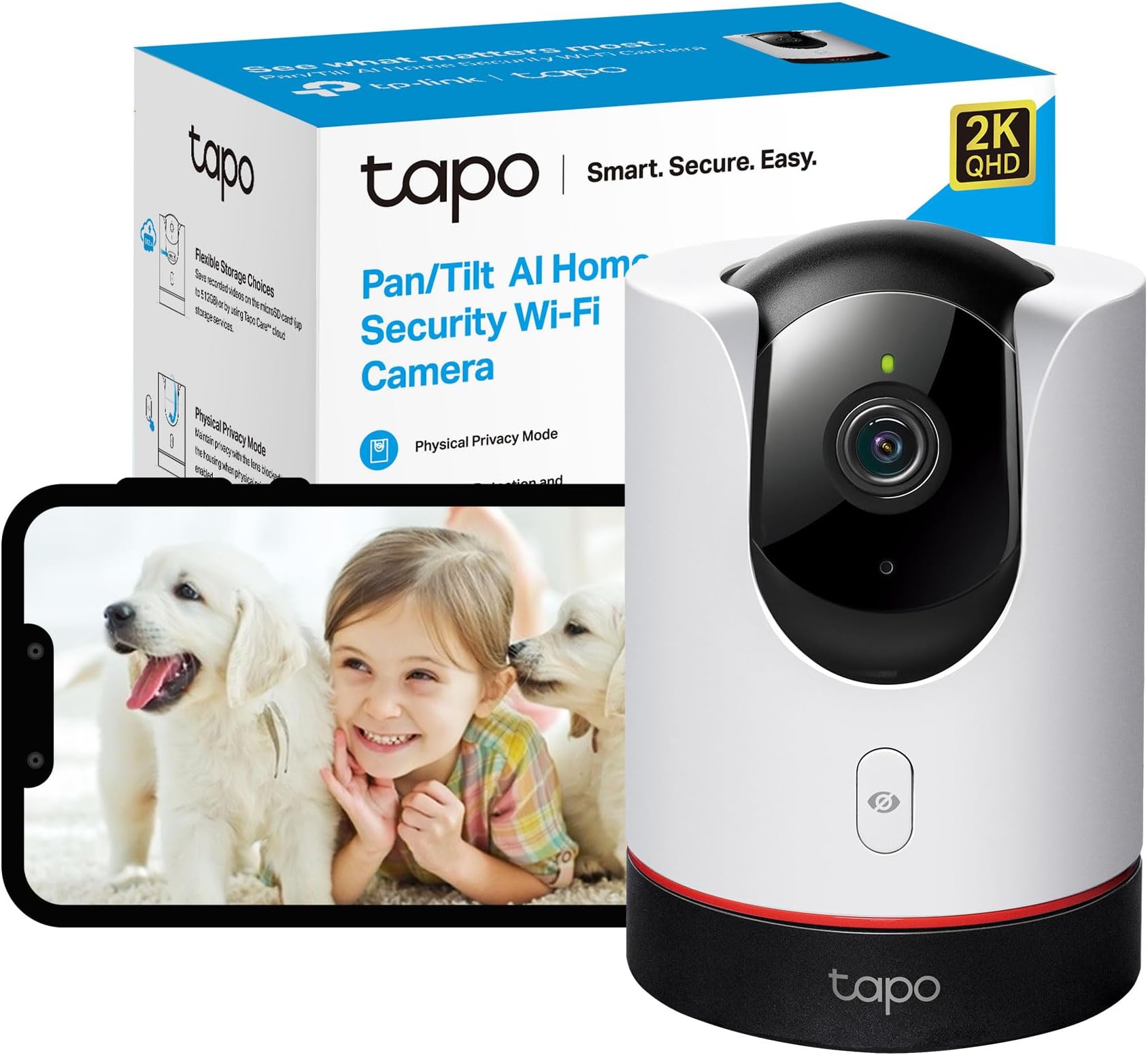 Tapo 2K 4MP QHD Indoor Camera , Pan/Tilt Live View WiFi Security Camera ...