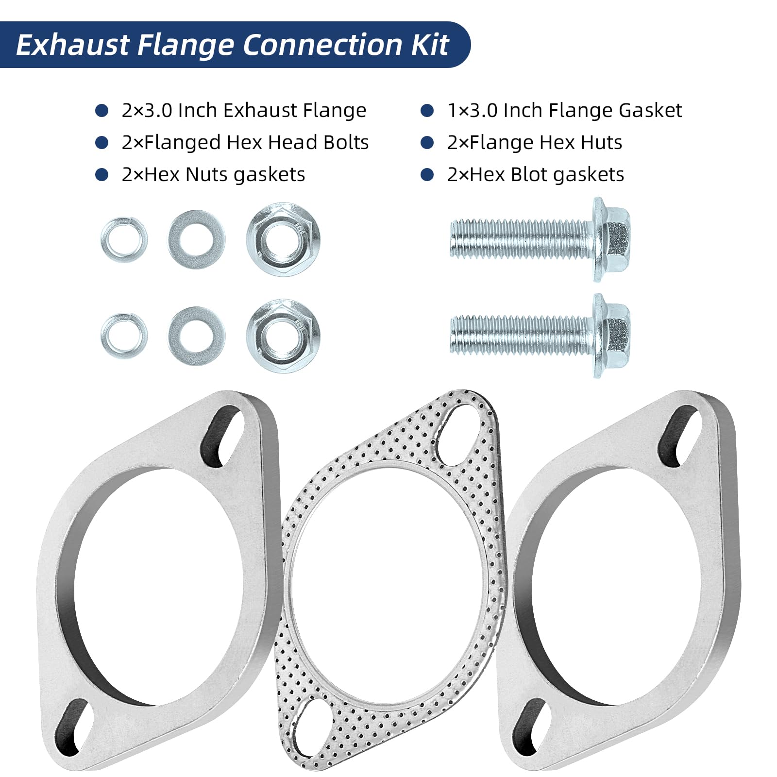 Snapklik.com : PALOZO Exhaust Flange Connection Kit Stainless Steel, 2 ...