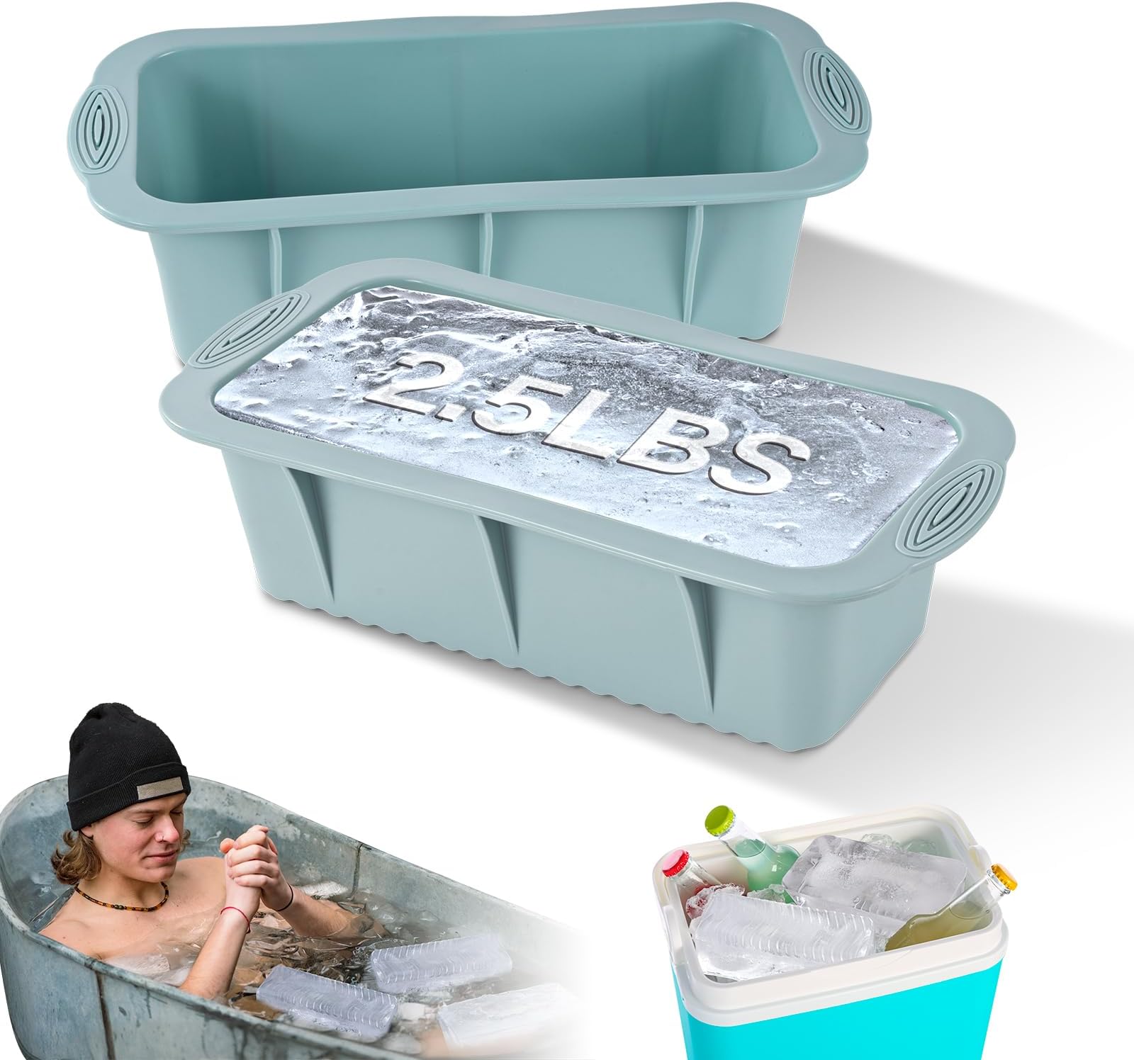 Amazon.com: 2Pcs Extra Large Ice Block Cube,5lb Ice Cube for Ice Bath ...