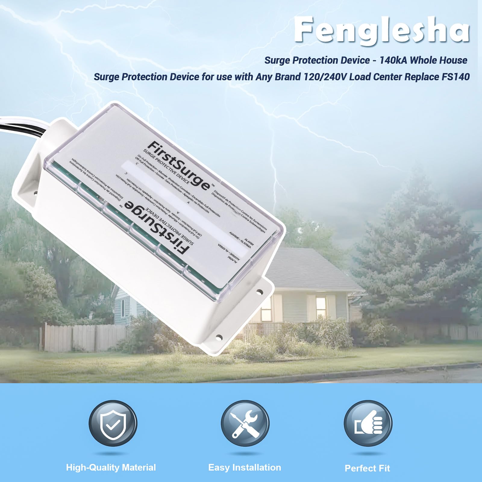 Snapklik.com : Fenglesha Surge Protection Device - 140kA Whole House ...