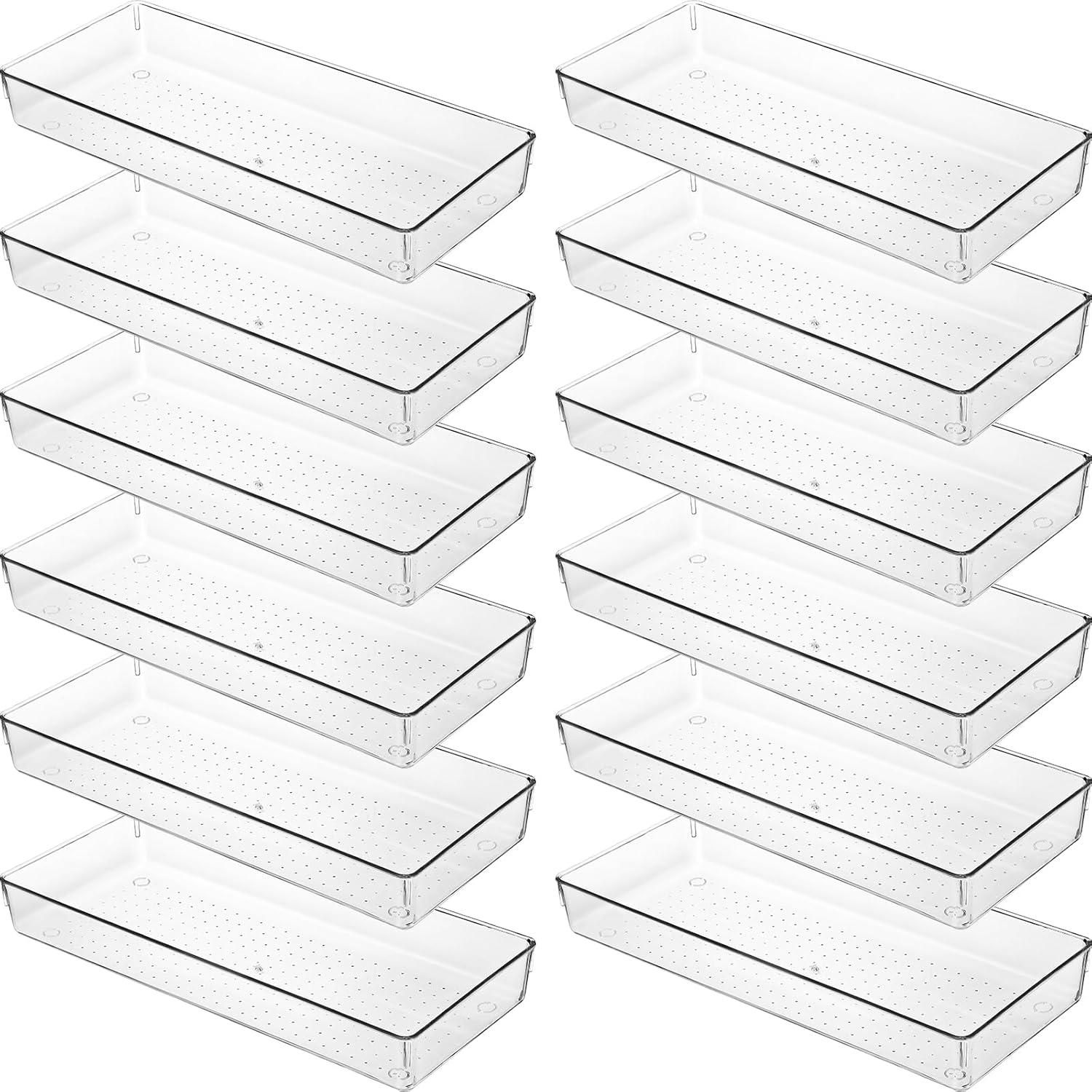 Amazon.com: Huwena 12 Pcs Clear Plastic Drawer Organizer Tray 15" x 6 ...