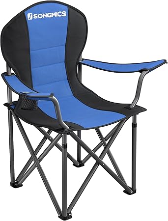 SONGMICS - Silla plegable para camping, soporta 550 libras, con cómodo asiento de esponja ...