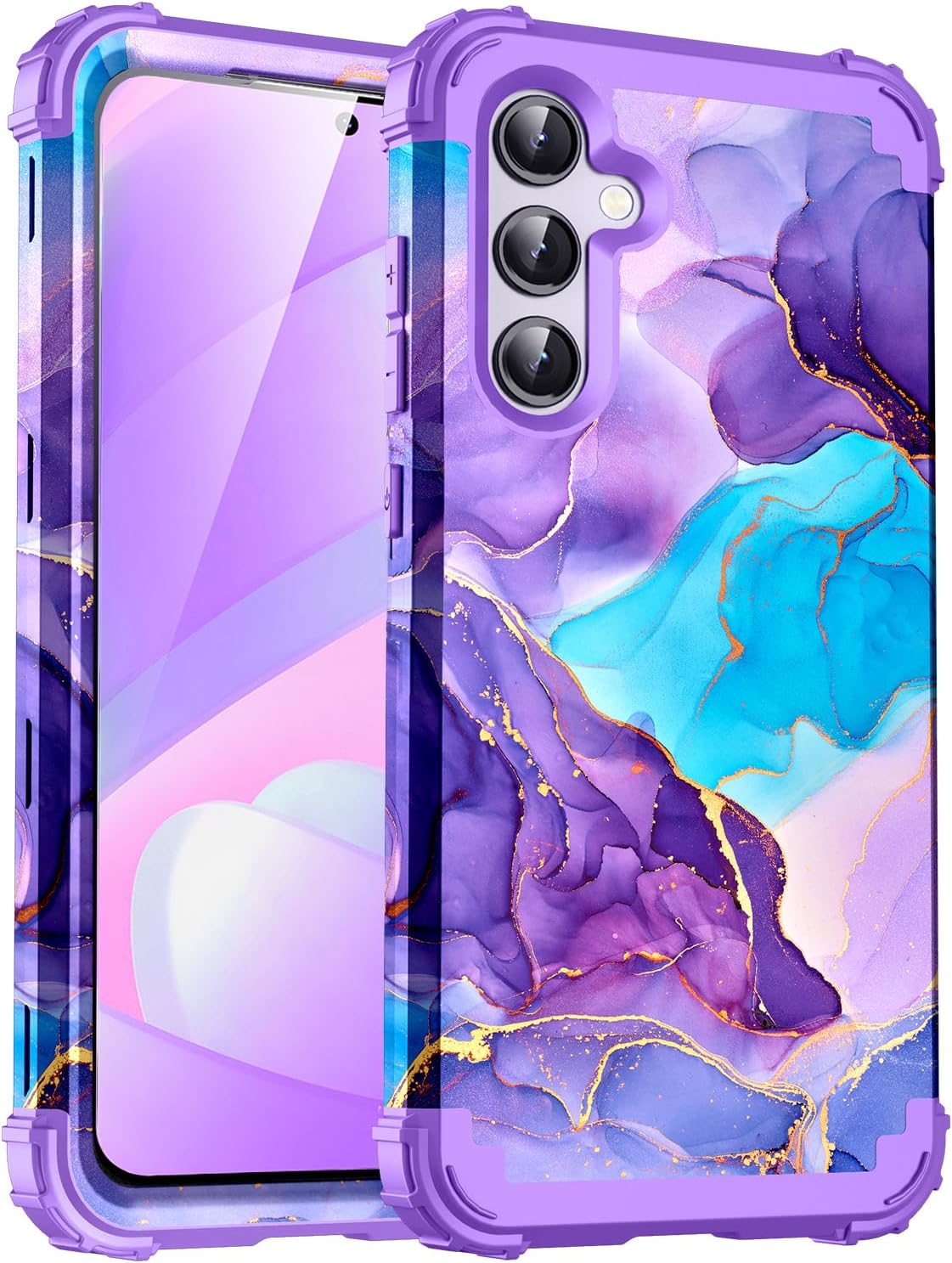 Amazon.com: BQQFG for Galaxy S25 Case,Marble Design Three Layer Heavy Duty Shockproof Hybrid ...