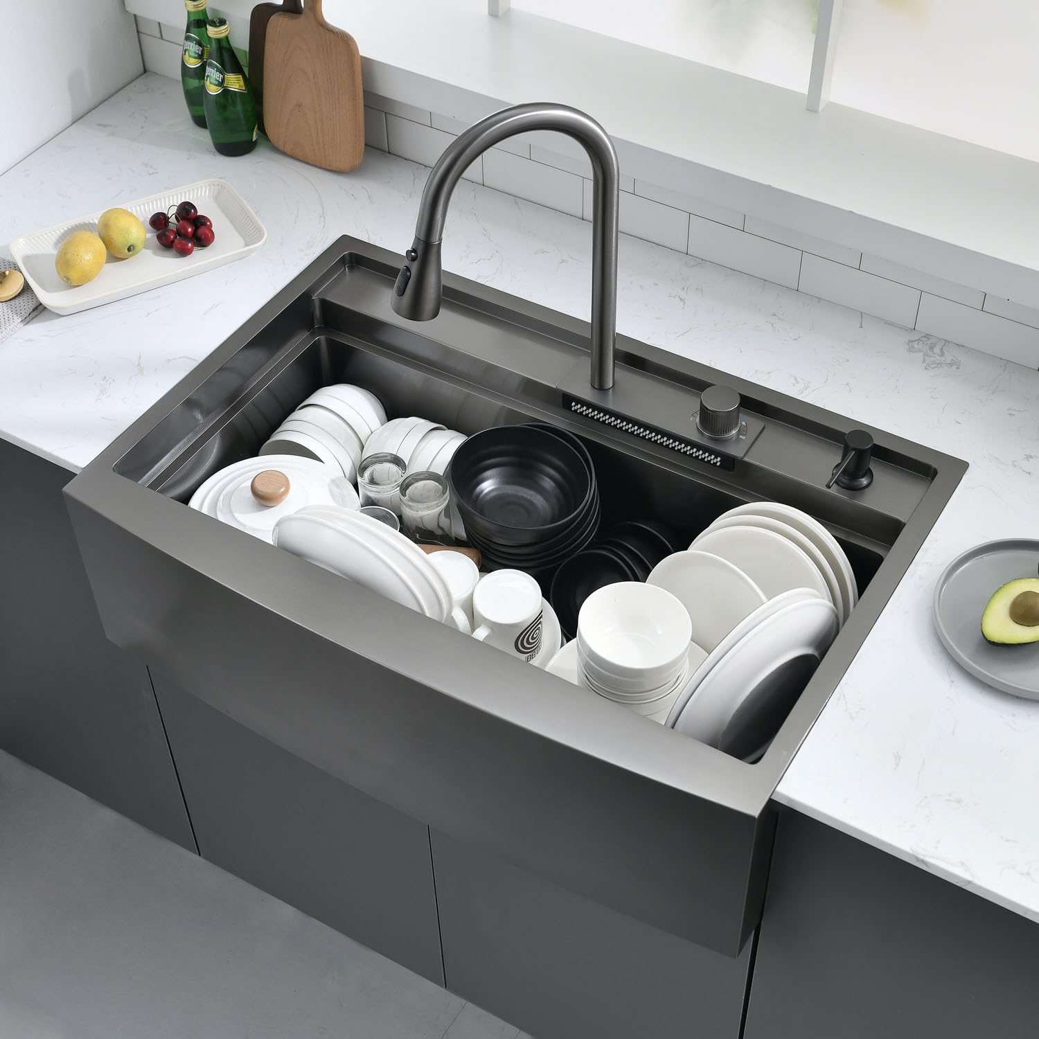 Snapklik.com : 33 Inch Farmhouse Kitchen Sink Splash Guard Waterfall ...