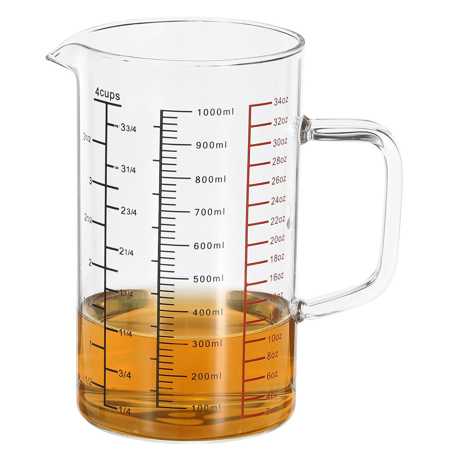 PATIKIL Glass Measuring Cup with Handle, 1000ml Glass Liquid Beaker ...