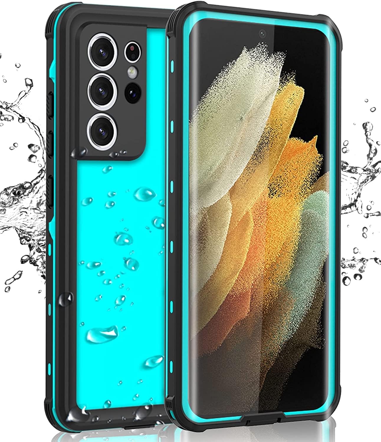 Amazon.com: All Teal Phone Case for Samsung Galaxy S21 Ultra | Waterproof, with Screen Protector ...