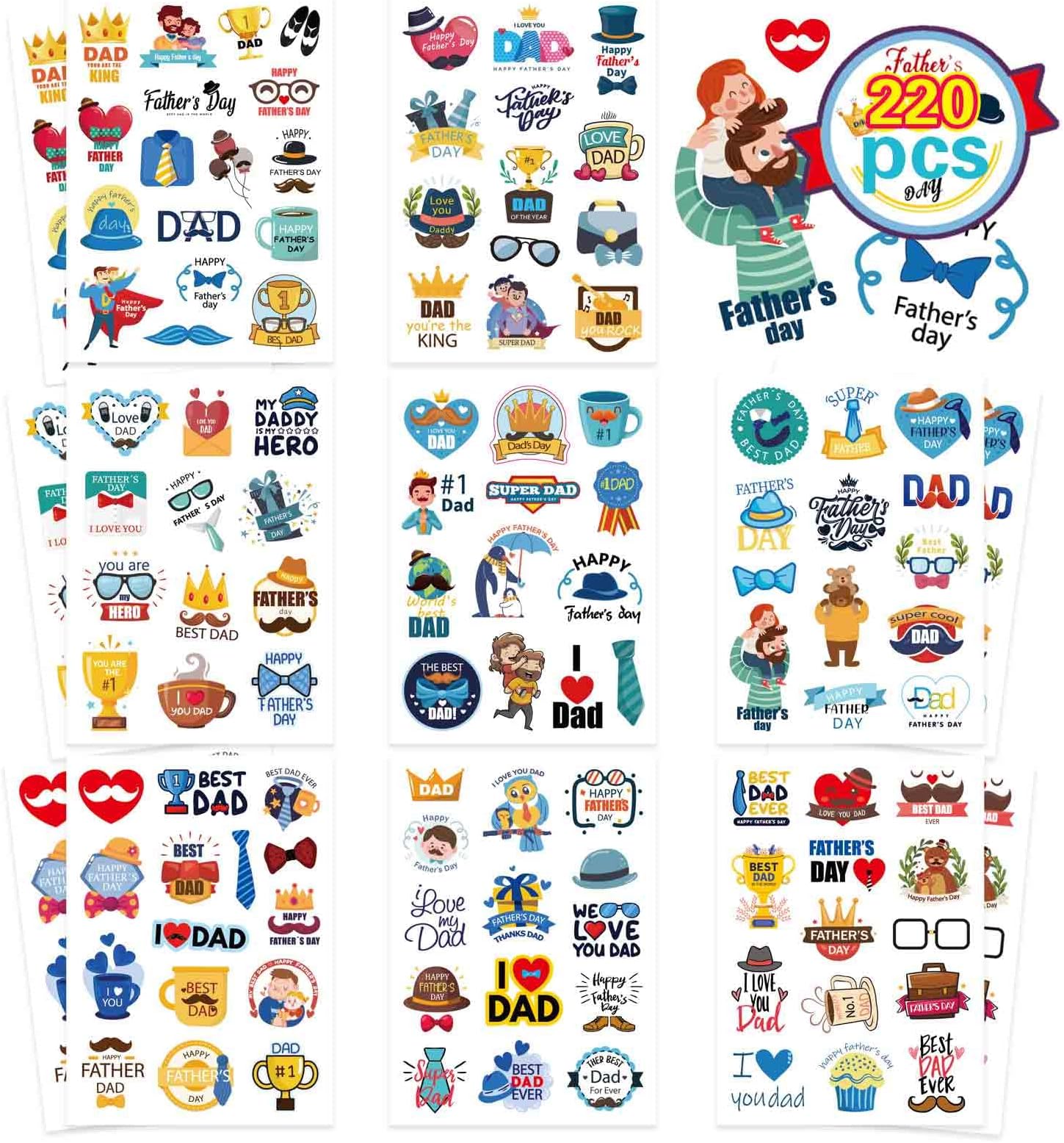 Amazon.com: Happy Fathers Day Stickers, 16 Sheet Cute Dad Stickers for ...