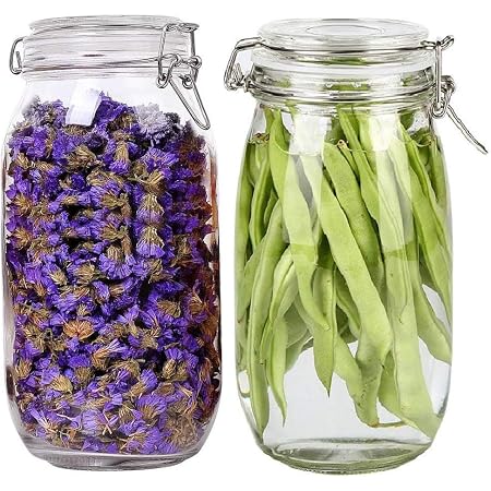 STAR WORK 1.5 Liters Mason Glass Jars with Buckle Lids Airtight Kitchen ...