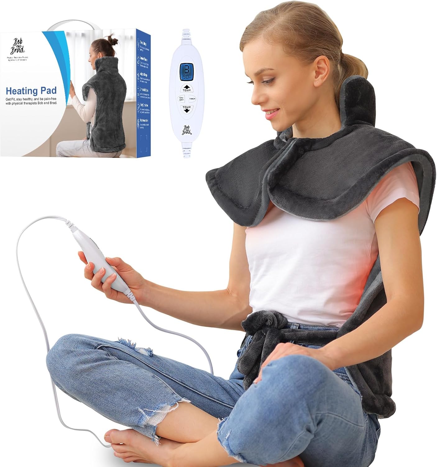 Amazon.com: BOB AND BRAD Weighted Heating Pad for Back Pain Relief, 24 ...