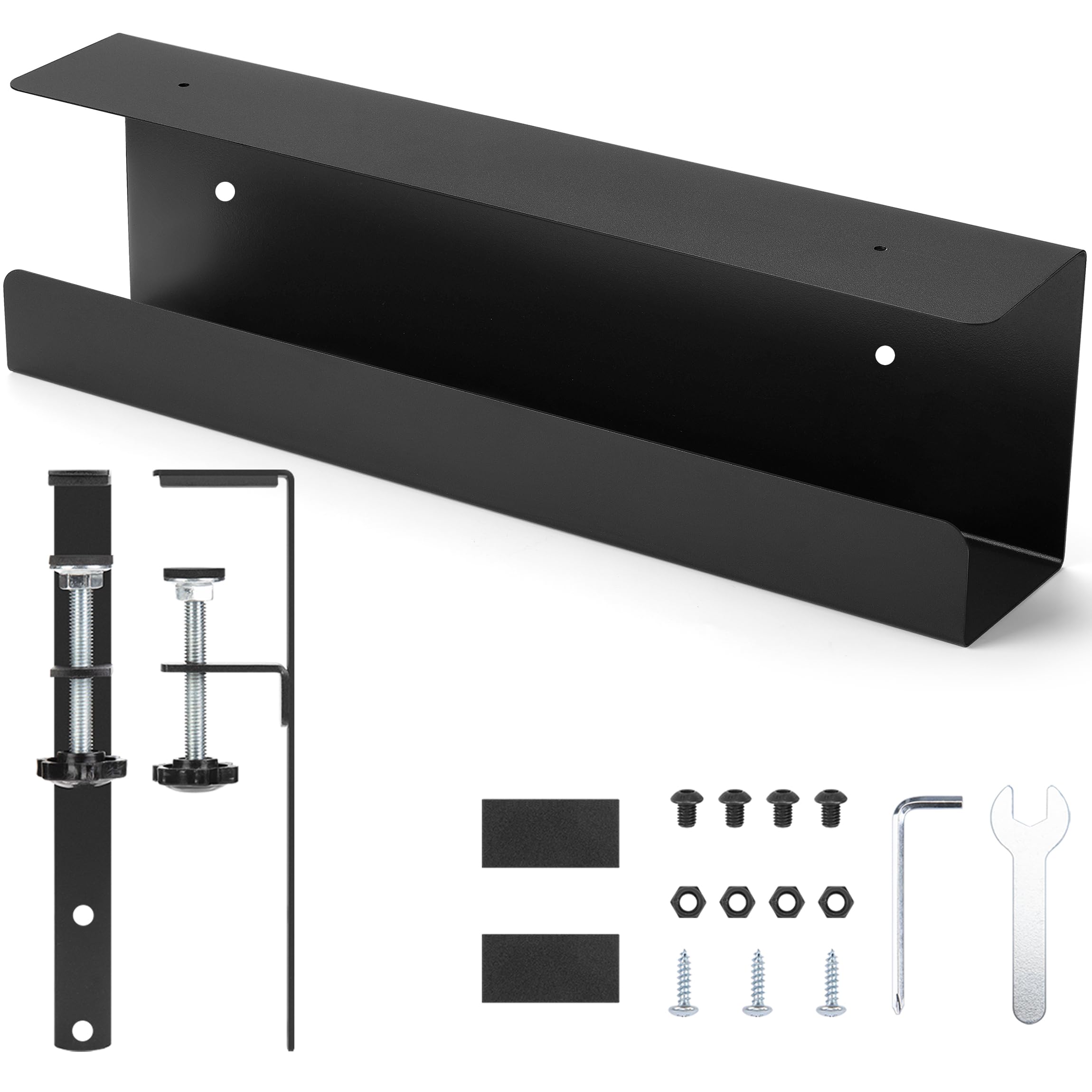 Zhiyo Steel 16.5in Cable Management Under Desk Tray, Large Clamp-On ...