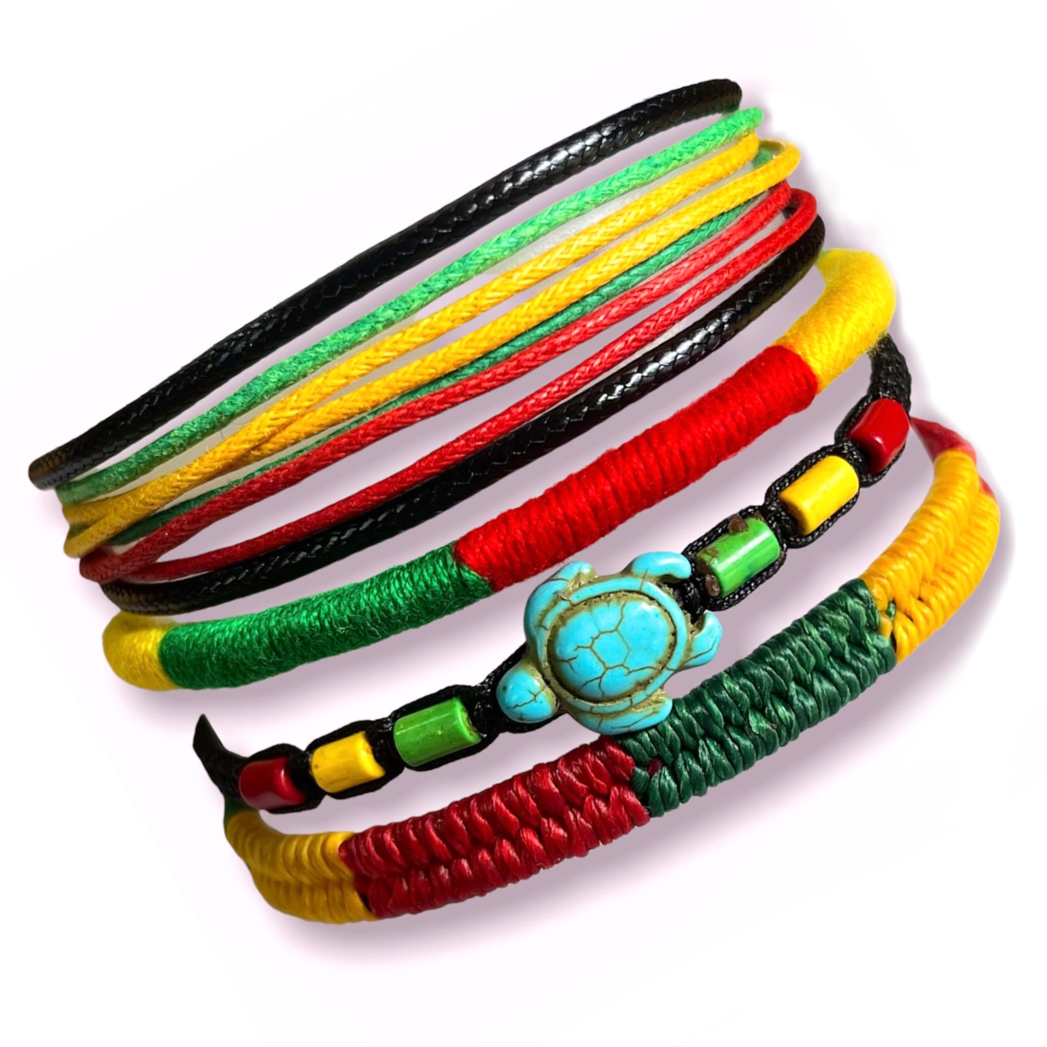 Amazon.com: LAVIP Leather Rasta plaided Hippie Braid Bracelet Wax Cord ...