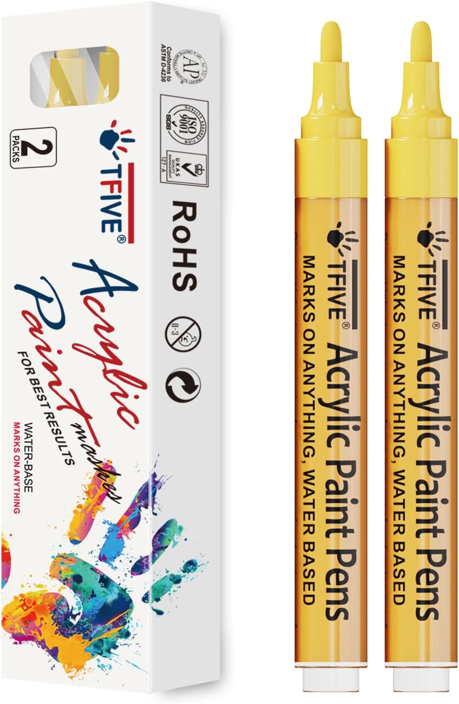 Amazon.com: TFIVE Yellow Paint Marker Paint Pens - 2 Pack Acrylic ...