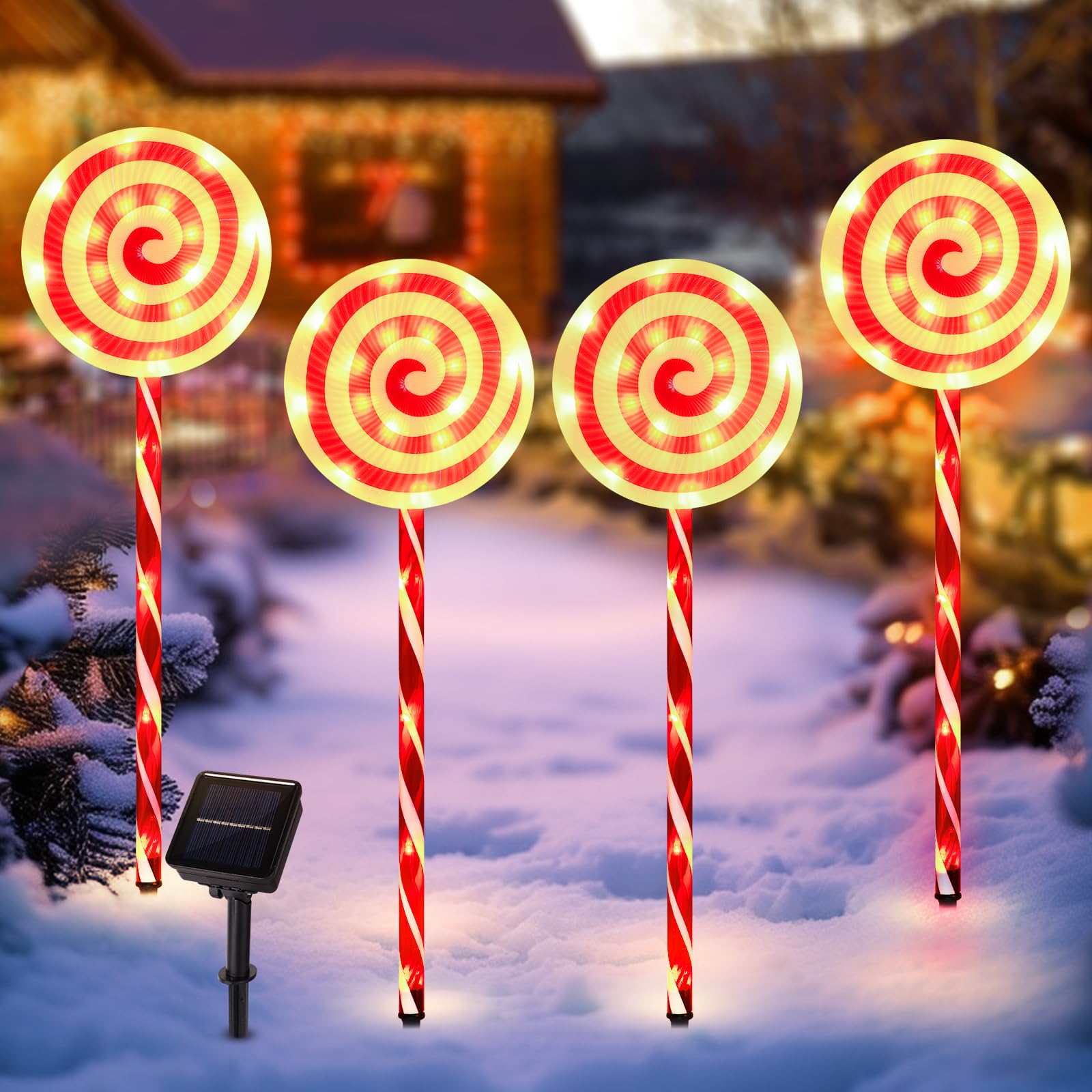 Lollipop Walkway Lights 4 Pack 27.5" Lollipop Peppermint Christmas