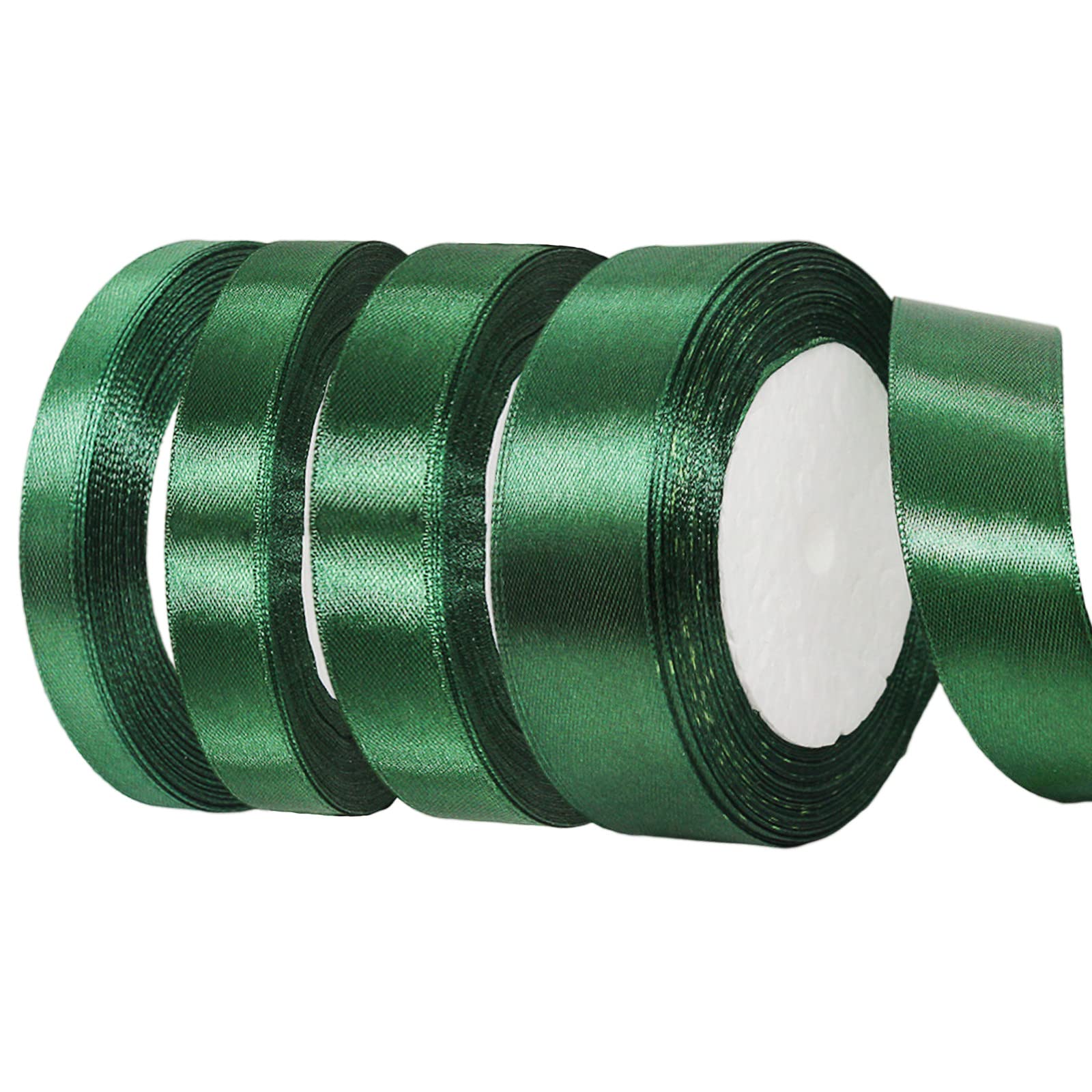 4Roll 22m Dark Green Ribbon 10mm 15mm 20mm 25mm for Gift Wrapping,Satin ...
