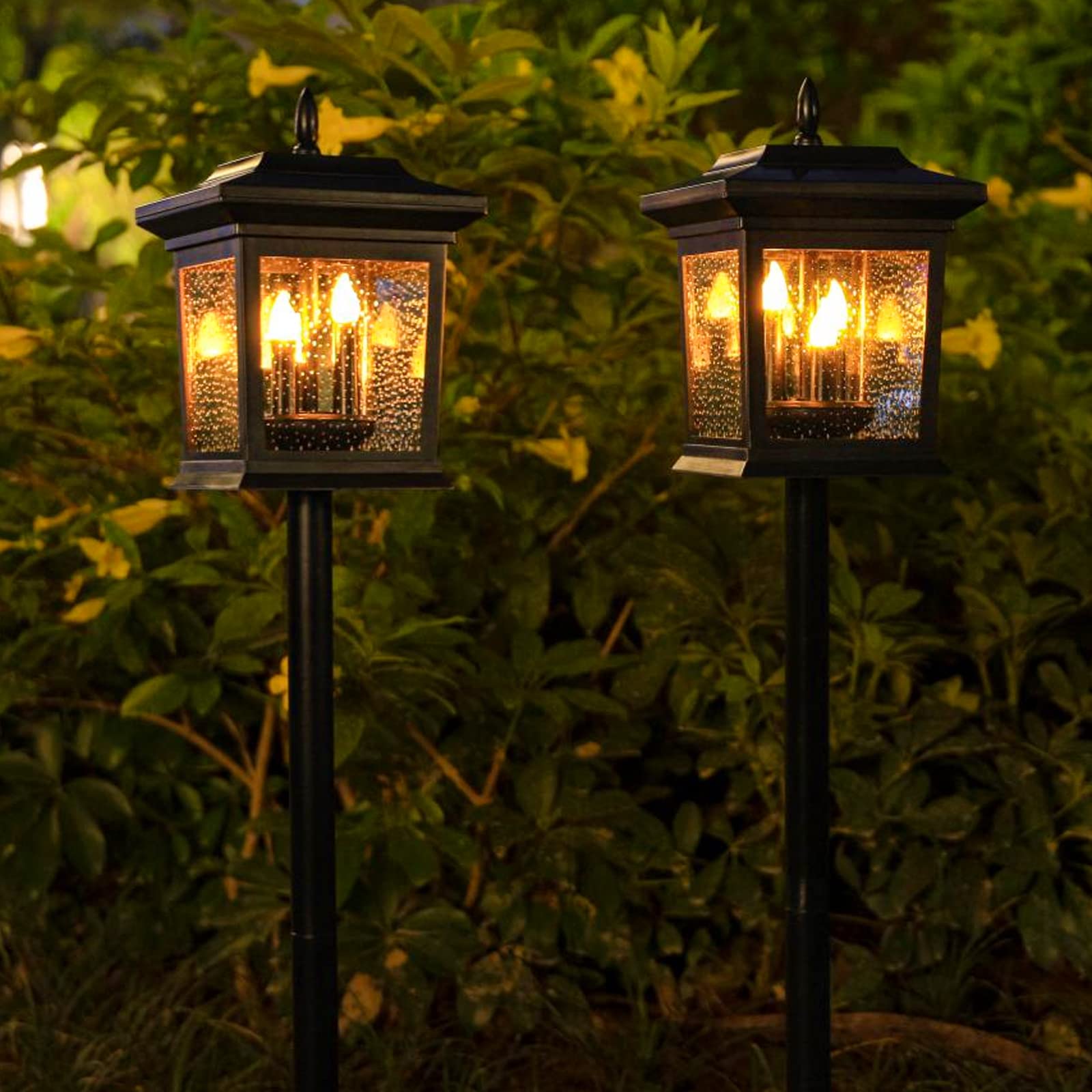 Tryme Solar Lights Garden Stakes Decorative Candles Flickering Flame ...