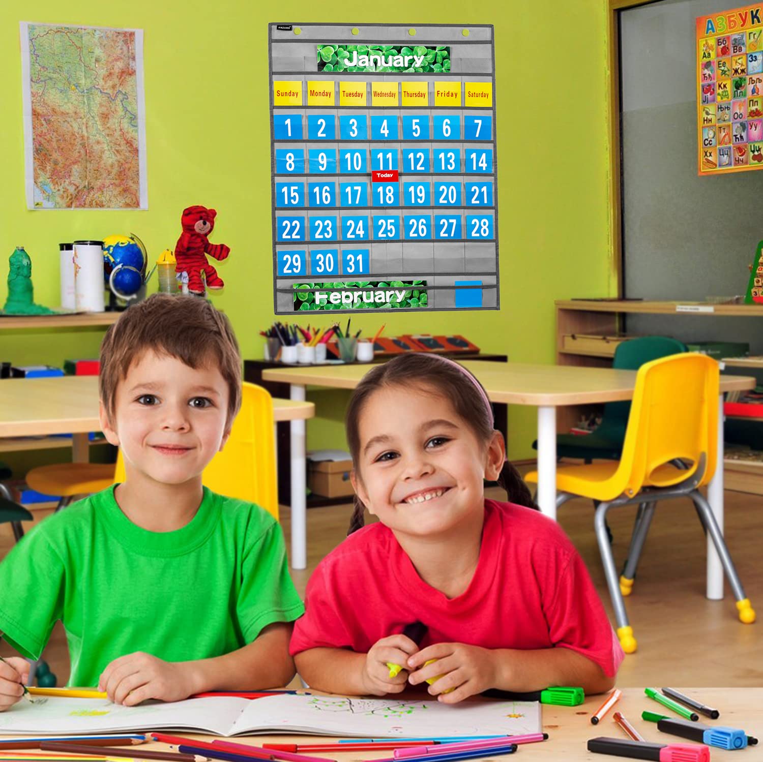 Snapklik.com : ANZORG Monthly Calendar Pocket Chart School Calendar Kit ...