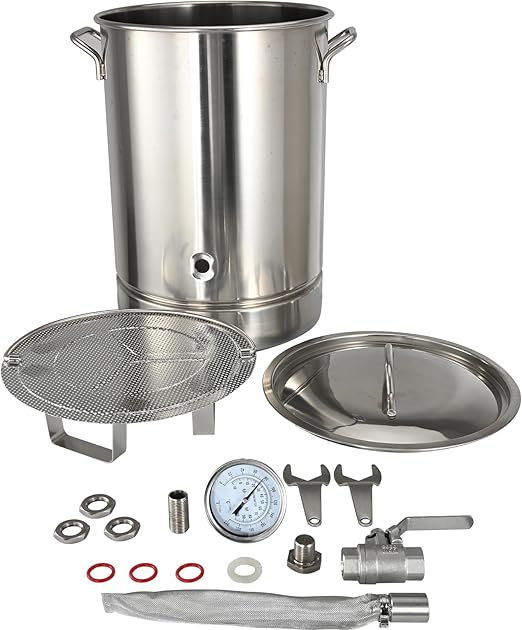Amazon.com: Mokapit8 Gal Stainless Steel Brew Kettle Brewing Beer Pot ...