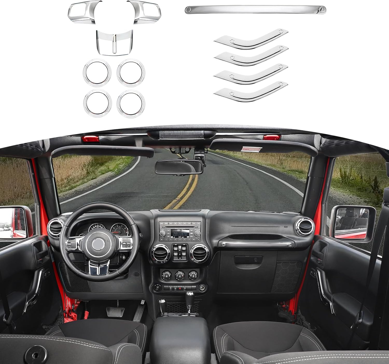 Amazon.com: RT-TCZ for Wrangler JK Interior Trim Kit Chrome for Jeep ...