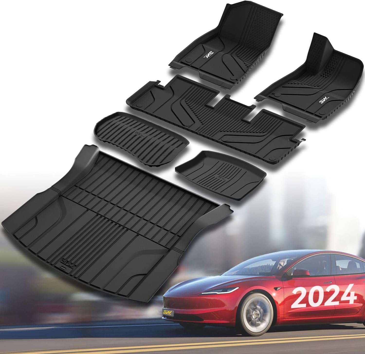 3W Floor Mats & Boot Liner & Carpets & Seat Back Mats Fit for Tesla ...