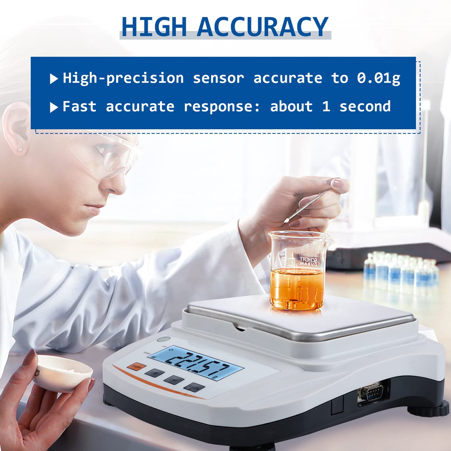 Lab Scale 2000g x 0.01g Accuracy, High Precision Lab Balance with RS232 ...