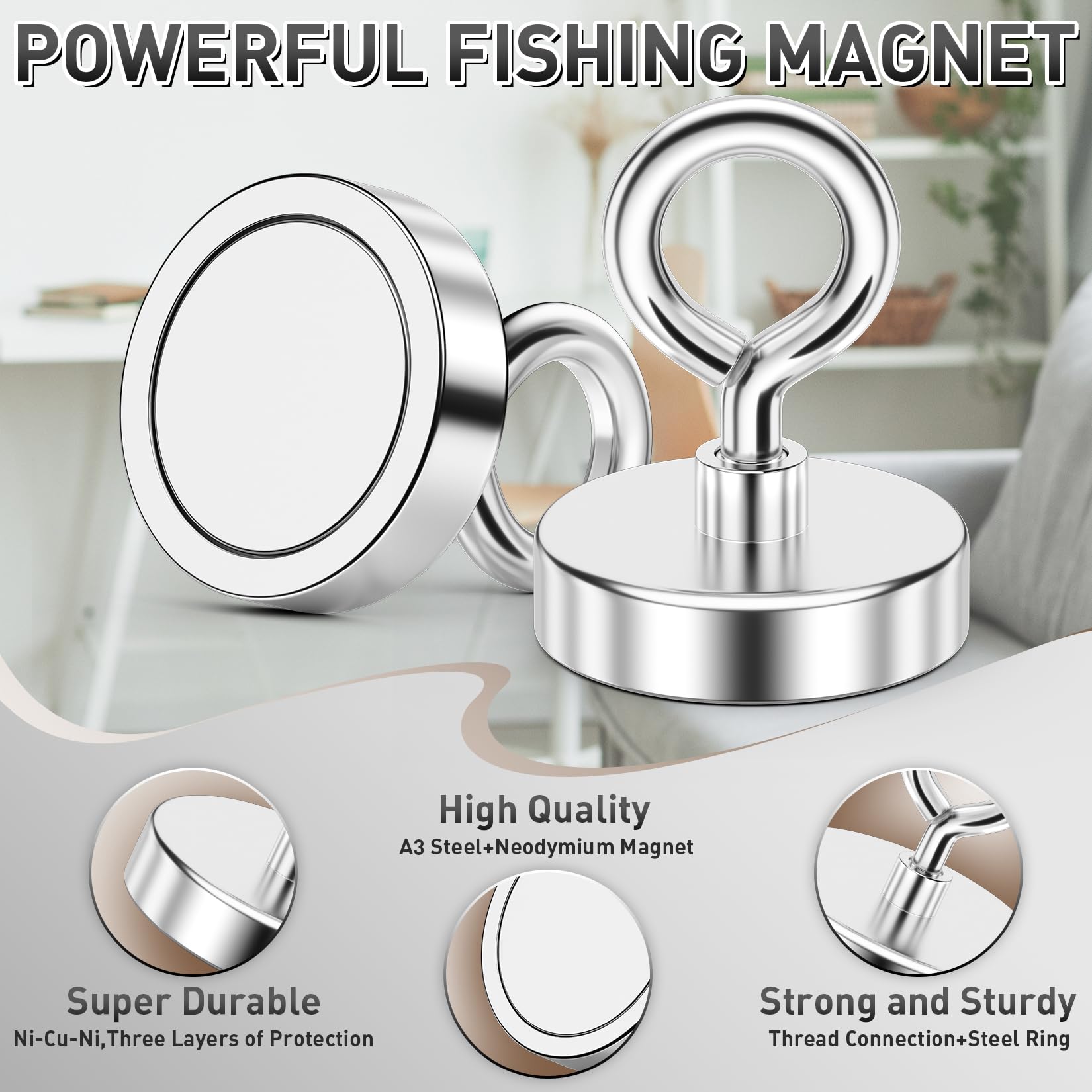 Snapklik.com : FINDMAG 1.76" Fishing Magnets, 200 LBS Pulling Force ...