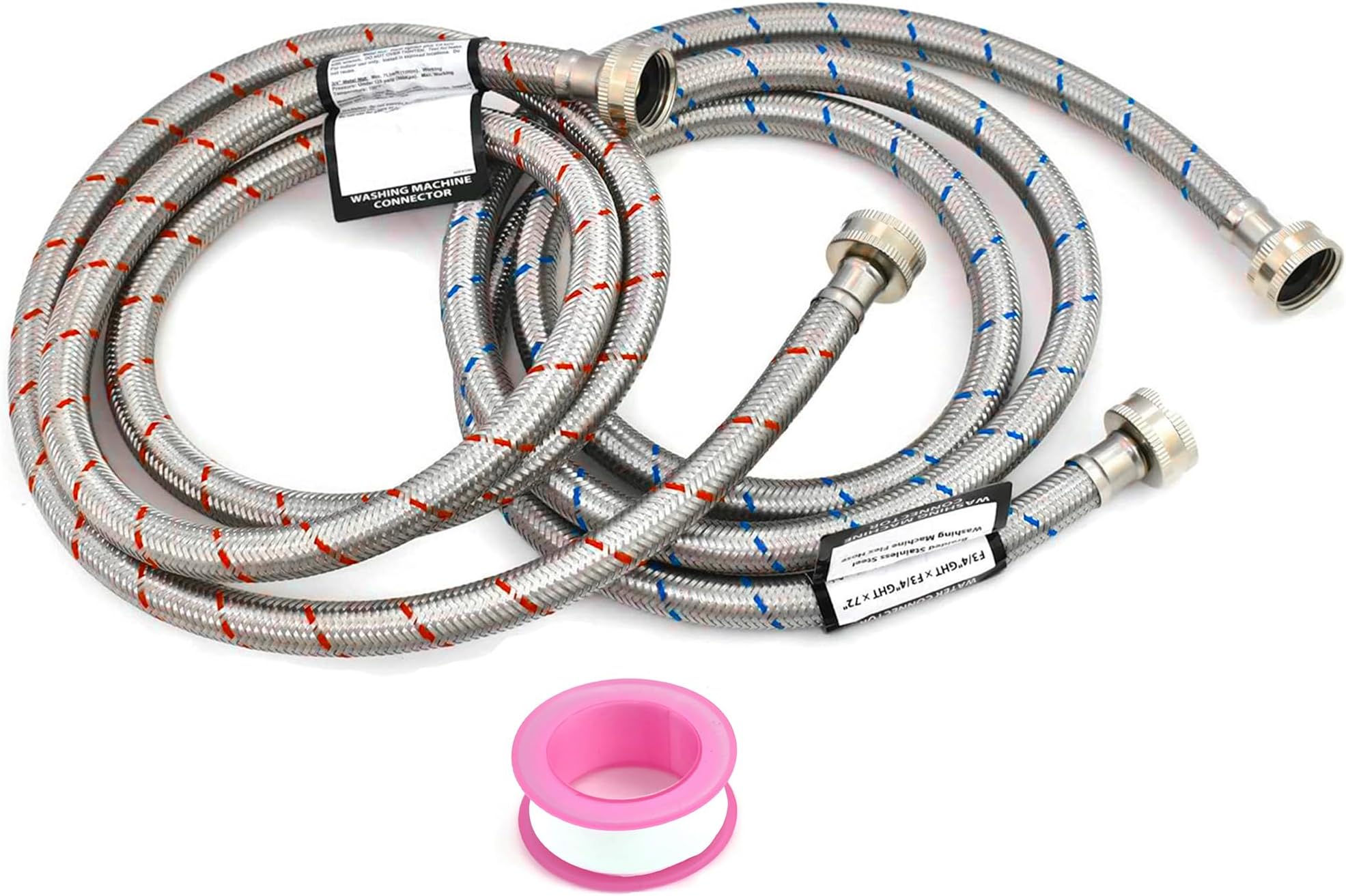 Amazon.com: 4ft Premium Stainless Steel Washing Machine Hoses Burst ...