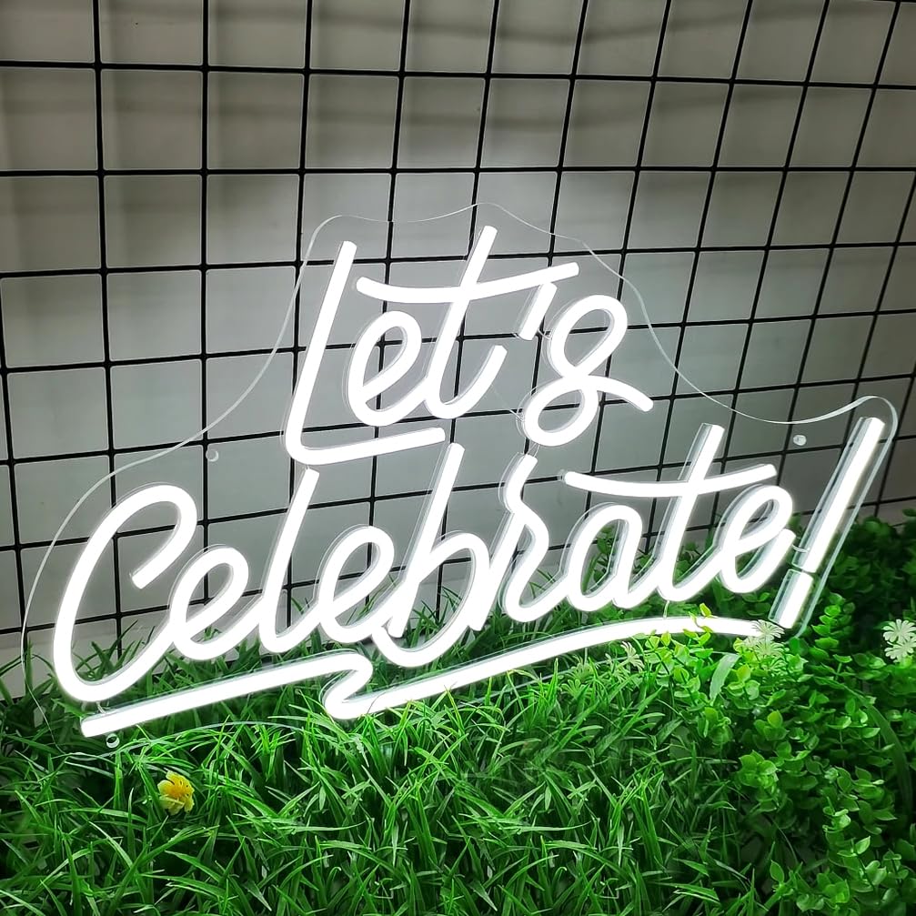 Amazon.com : Let's Celebrate Neon Sign 21.6 * 12.2 Inches Large ...