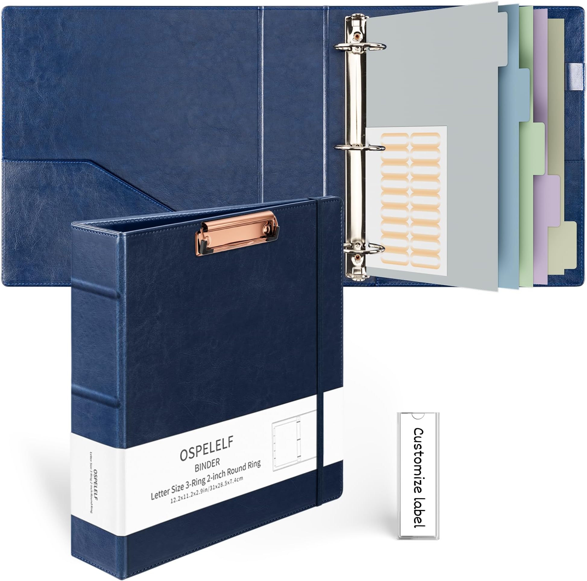 Amazon.com : Ospelelf Vintage Hardcover 3 Ring 2 inch Leather Binder ...