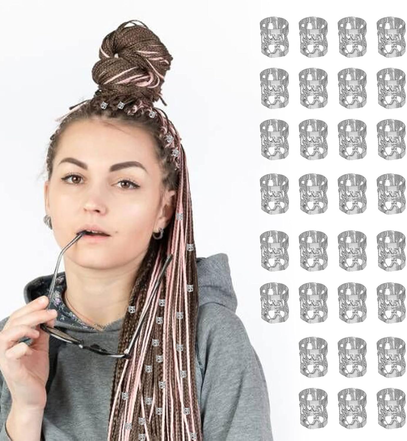 Gunwon 30pcs Hair Braid Rings Dreadlocks,Aluminum Dread Locks Beads,Dreadlocks Jewelry ...
