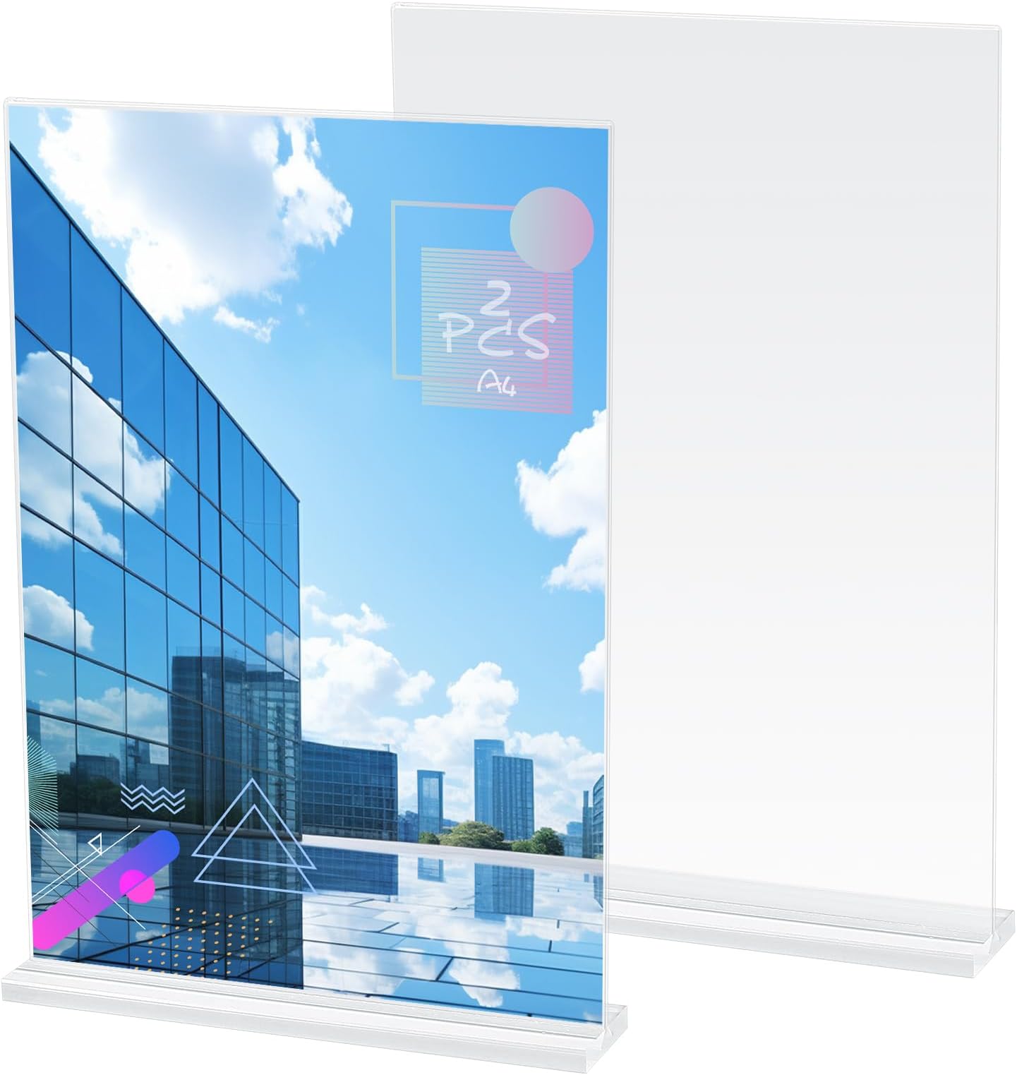 KOXXIAMOQ 2 Pcs Poster Menu Holder, A4 Acrylic Sign Holder, T-Shape ...