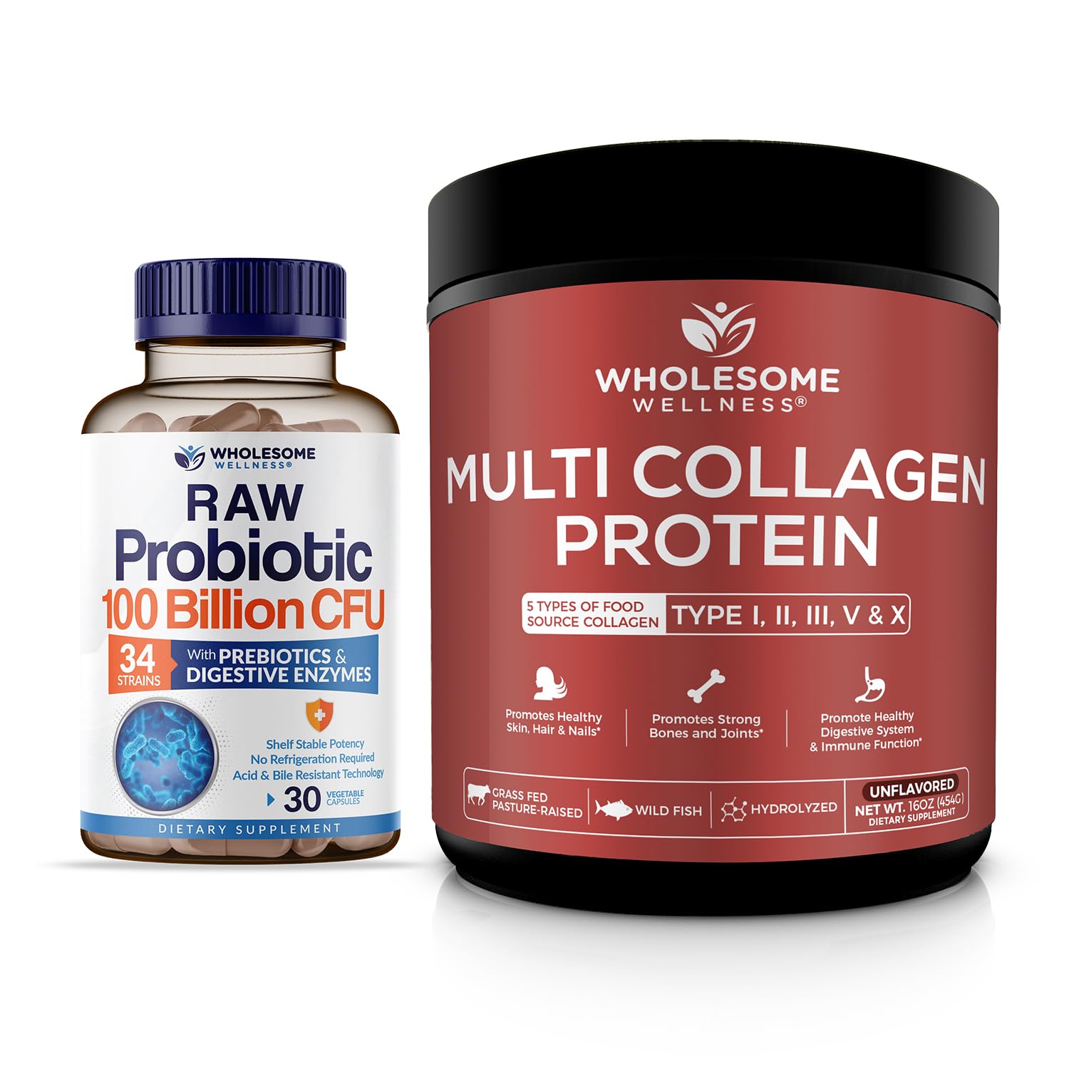 Amazon.com: Wholesome Wellness Organic Probiotics 100 Billion CFU, Dr ...