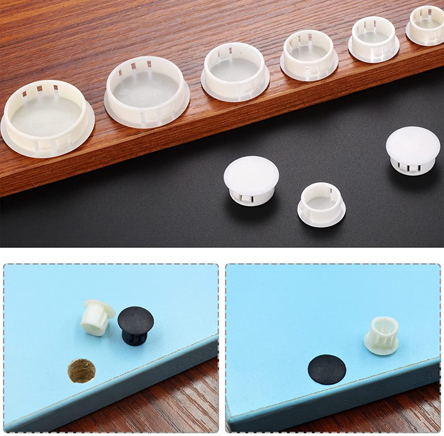 Snapklik.com : 100pcs Hole Plugs 7/8" / 22mm Nylon Plastic Round Snap ...