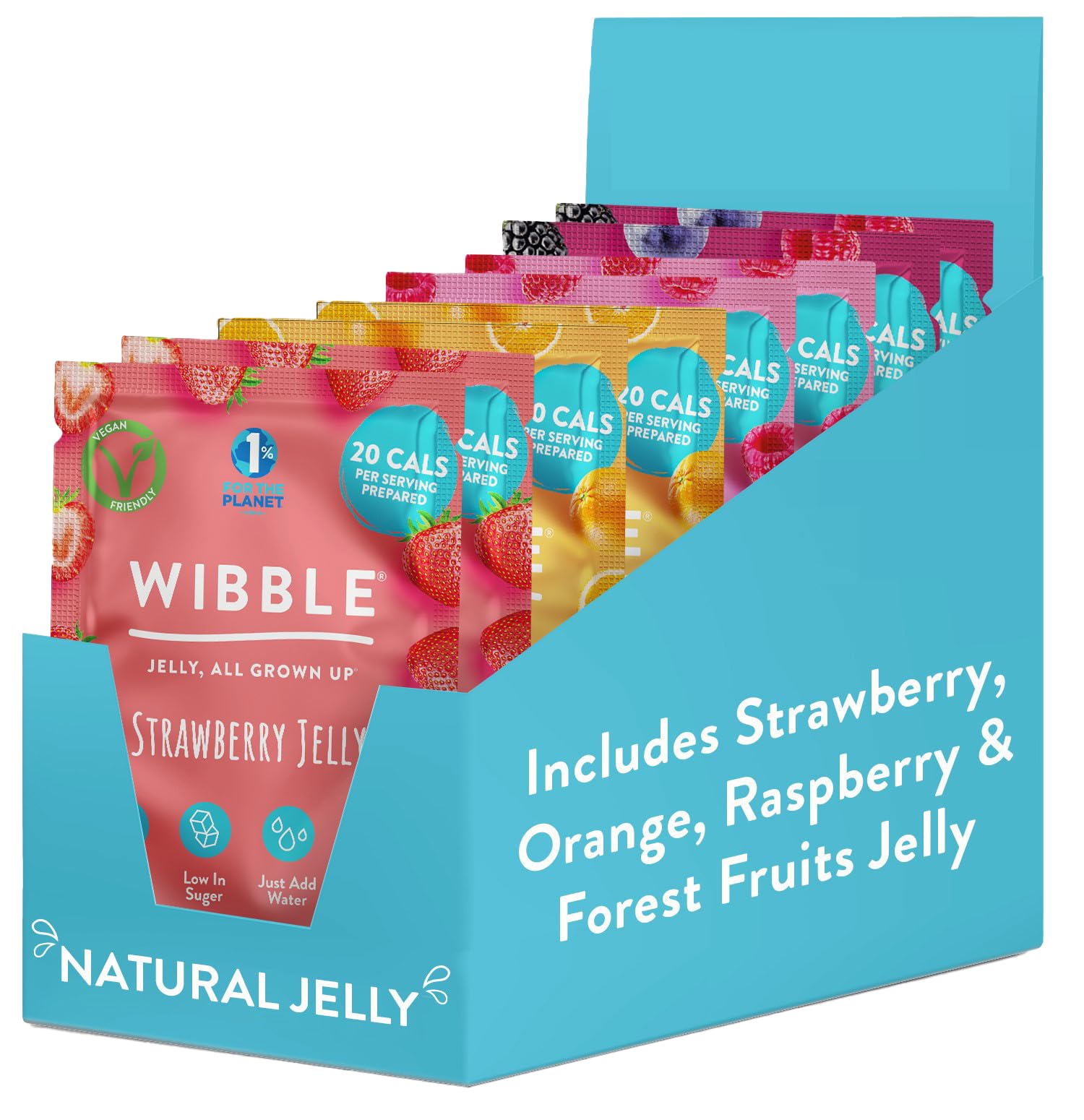 Wibble Natural Jelly Crystals, 8 pack, Variety Pack, Quick Set, Low ...