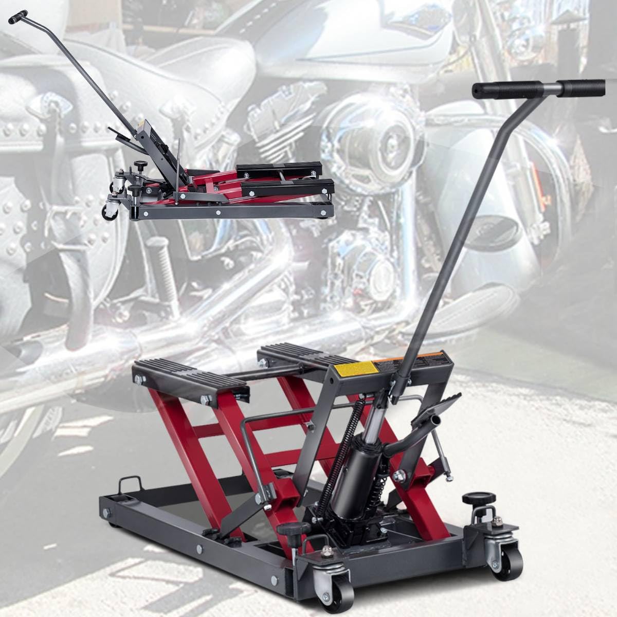 Buy TANGZON 680KG Motorbike Lifts, Hydraulic Motorcycle Lift Jack with ...