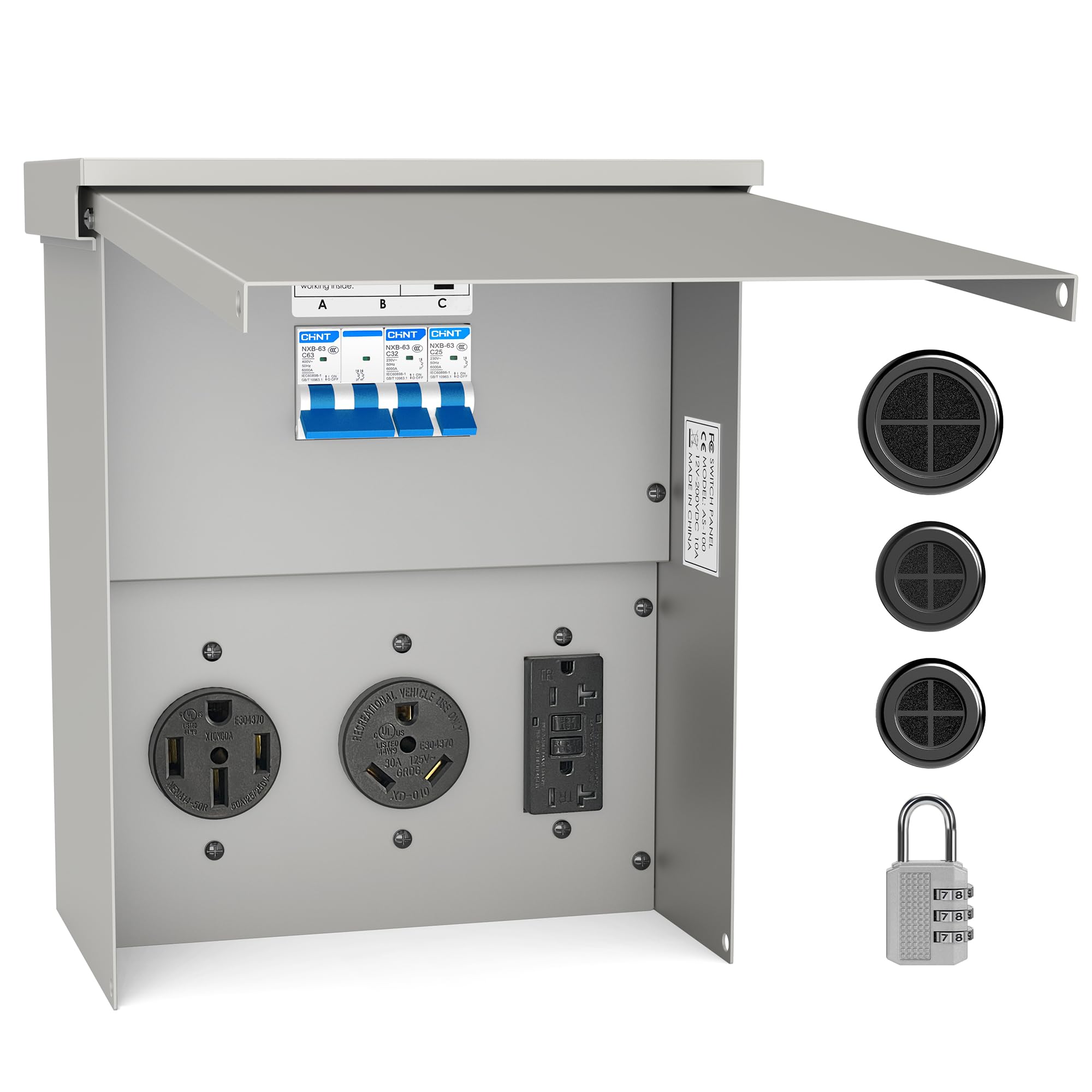 Foxmitool RV Electrical Outlet Panel, Weatherproof Temporary Power ...