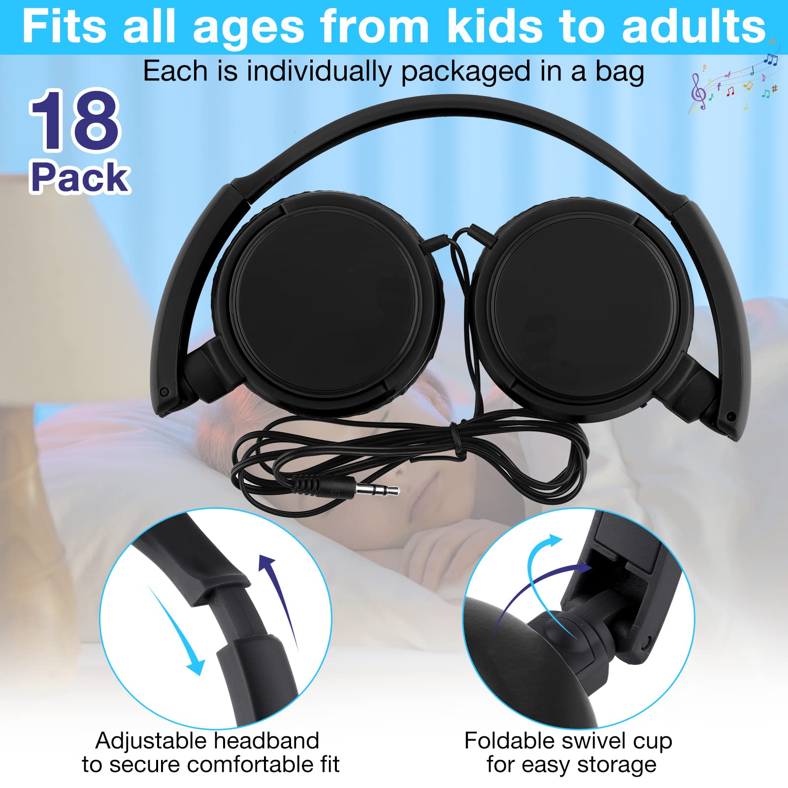 Snapklik.com : Yunsailing 18 Pack Classroom Headphones Bulk Student ...