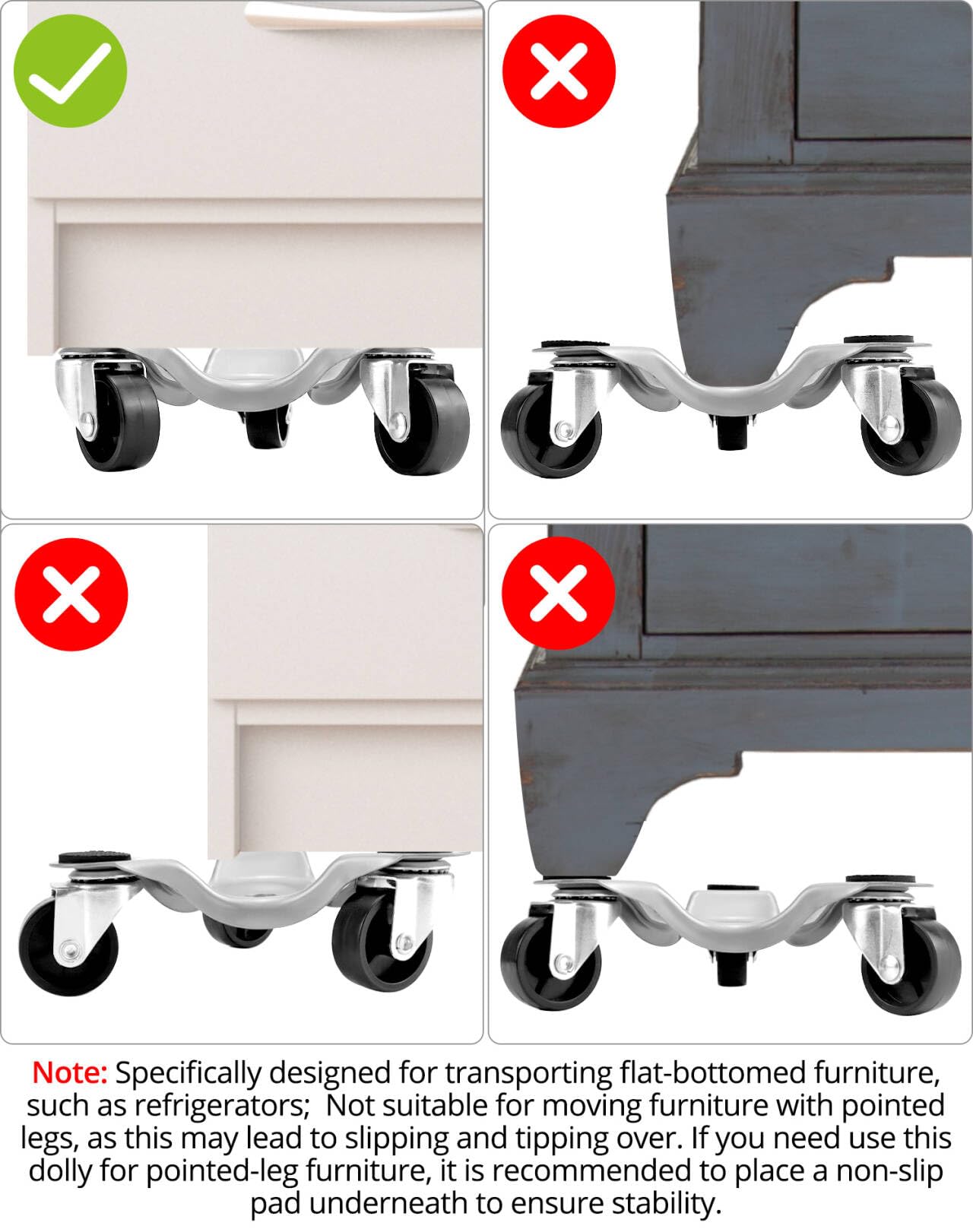 Snapklik.com : 4 Pcs 6" Steel Tri-Dolly, 200 Lbs Load Capacity, For ...