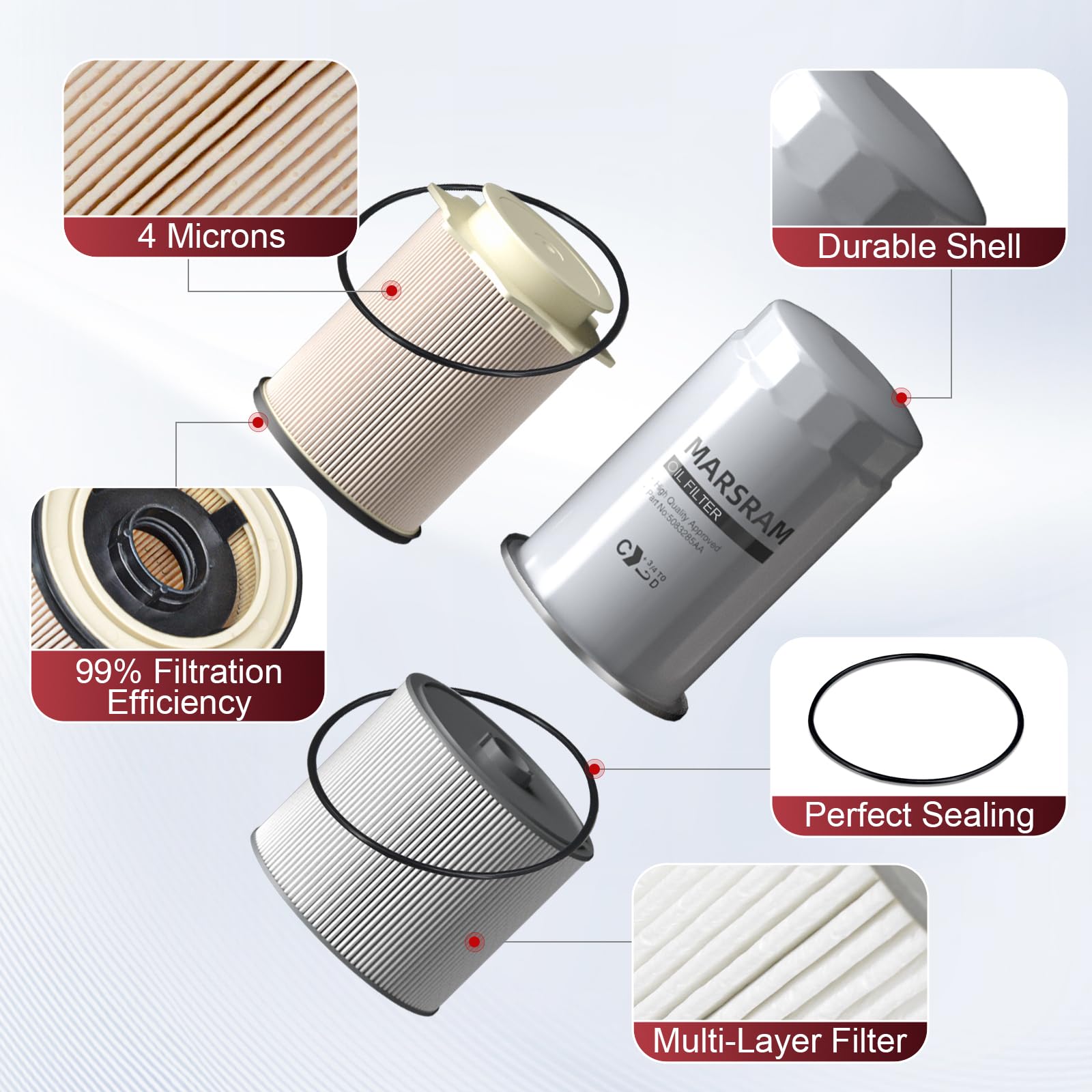 Snapklik.com : Marsram 6.7 Cummins Fuel Filter And Oil Filter Kit Fits ...