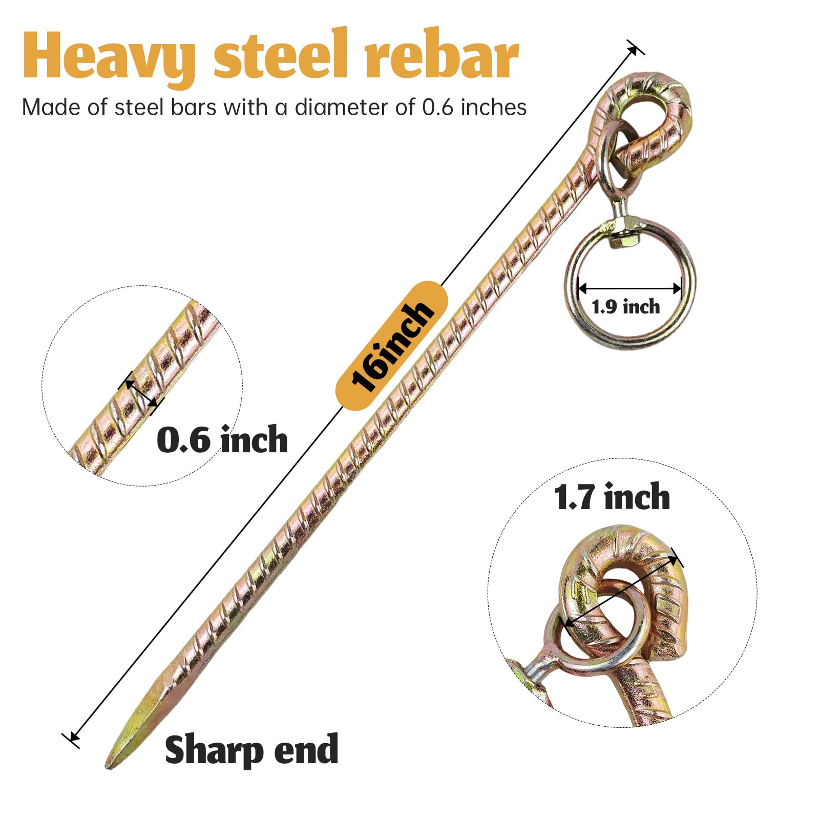 Snapklik.com : EISENSP 16 Inch Dog Tie Out Stake, 0.6 Inch Diameter ...