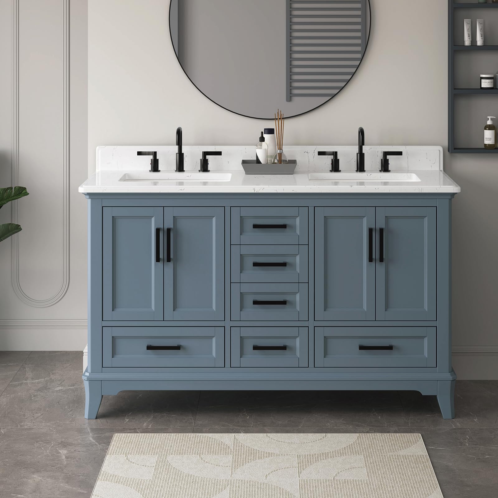 Amazon.com: DELUXE LIVING 60 Inch Bathroom Vanity with Double Sink ...