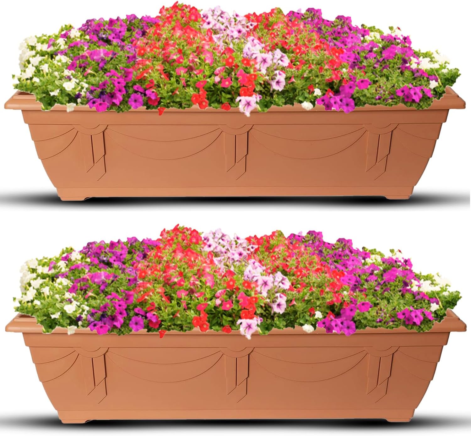 Muddy Hands Set of 3-60cm Long Terracotta Trough Plant Pot Plastic ...