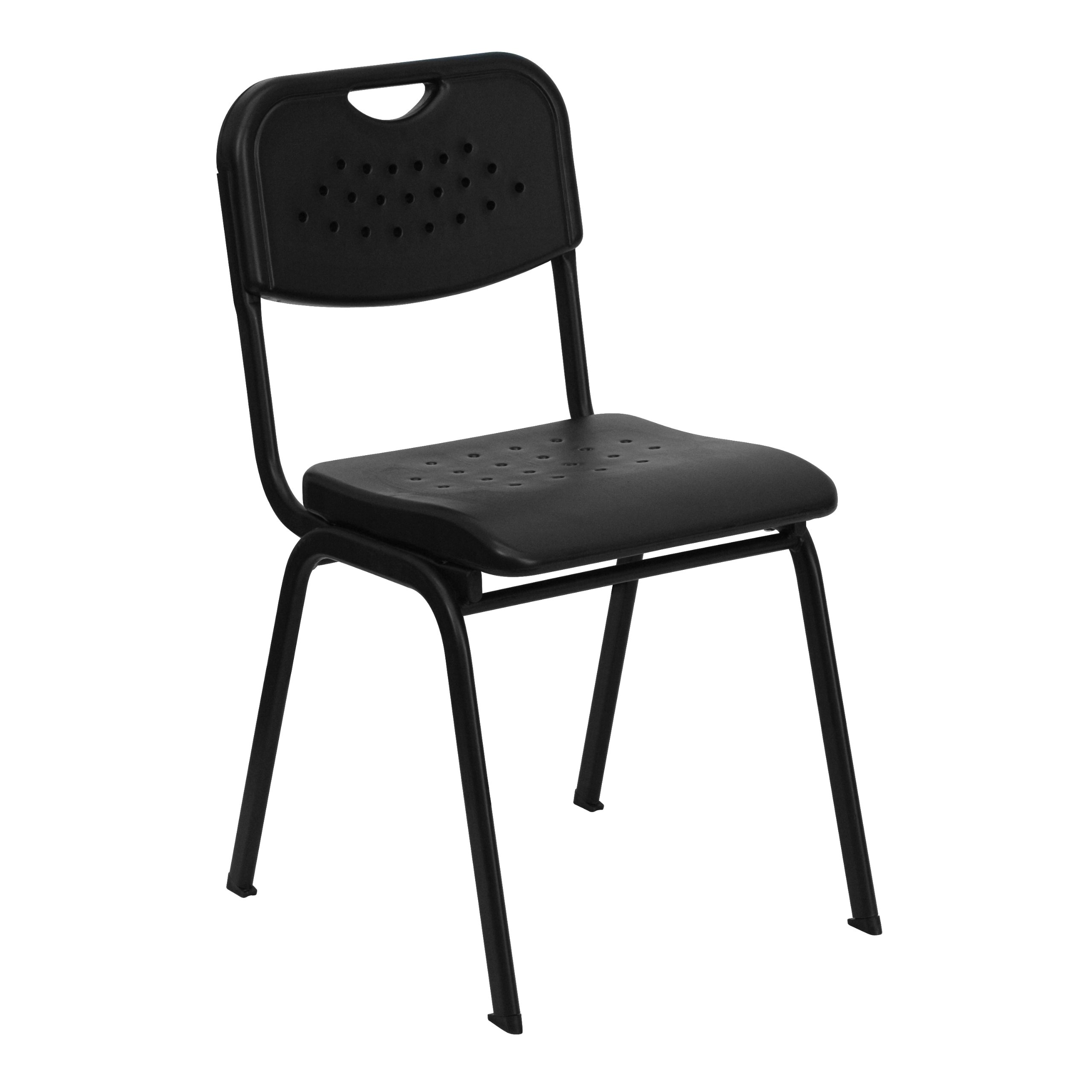 Snapklik.com : EMMA + OLIVER Black Plastic Student Classroom Stack Chair