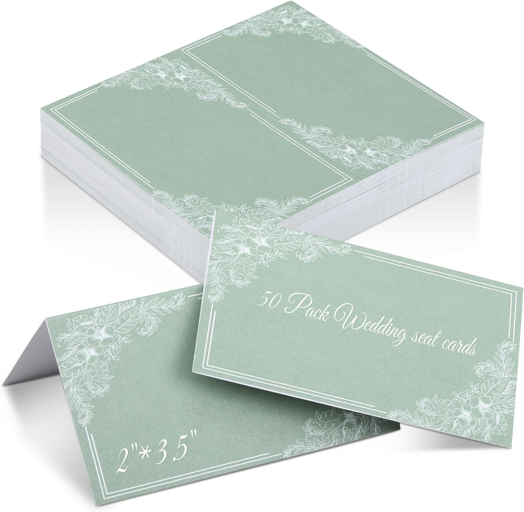Amazon.com: 50 Pack Sage Green Place Cards Green Table Card 2 * 3.5 ...